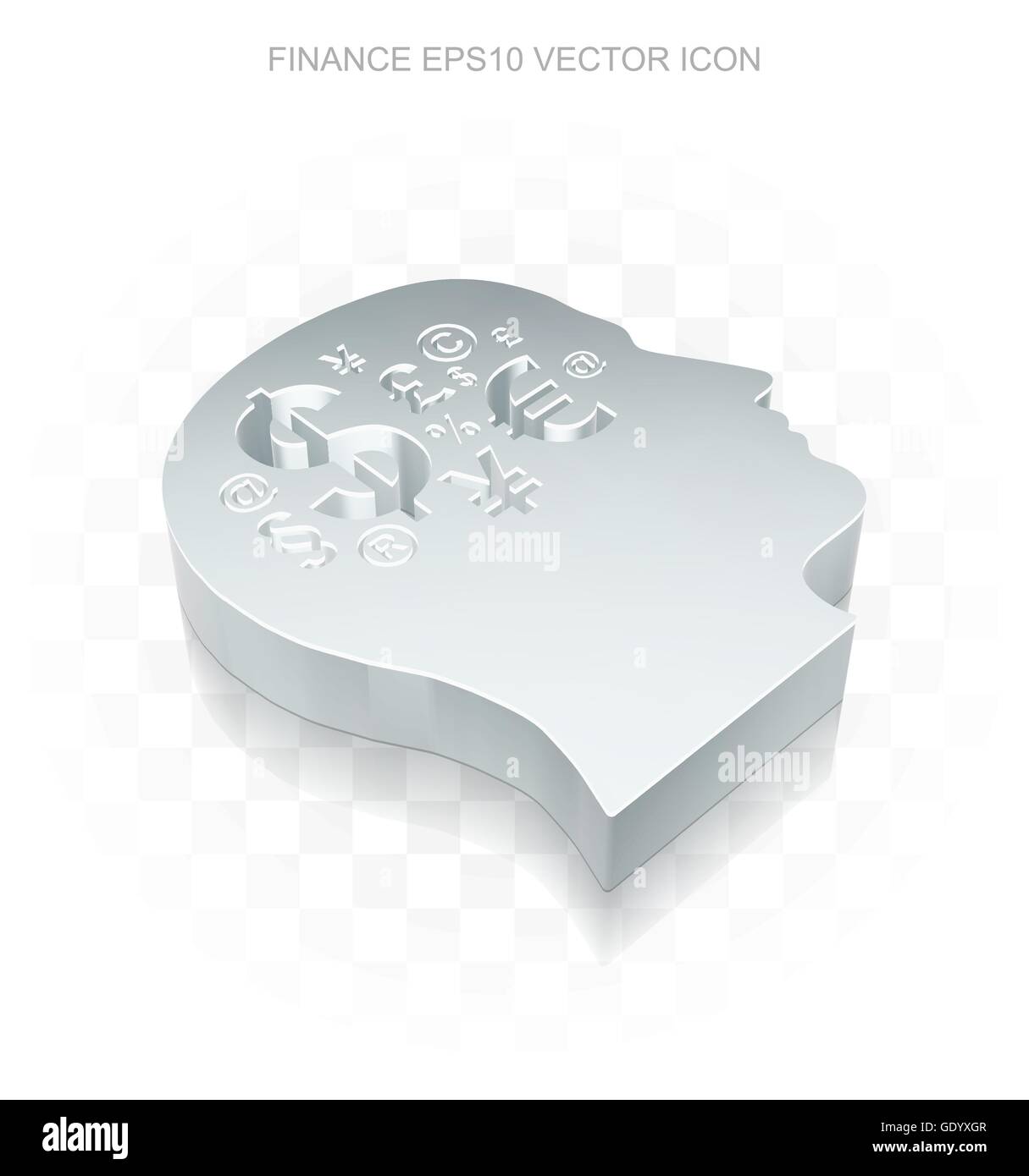 Finance icon: Flat metallic 3d Head With Finance, transparent shadow ...