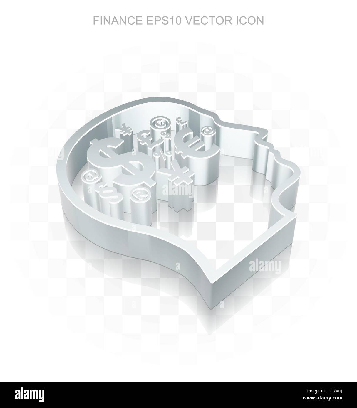 Finance icon: Flat metallic 3d Head With Finance Symbol, transparent ...