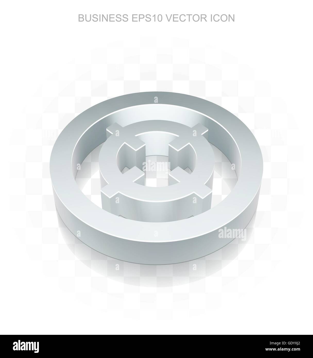 Finance icon: Flat metallic 3d Target, transparent shadow, EPS 10 ...