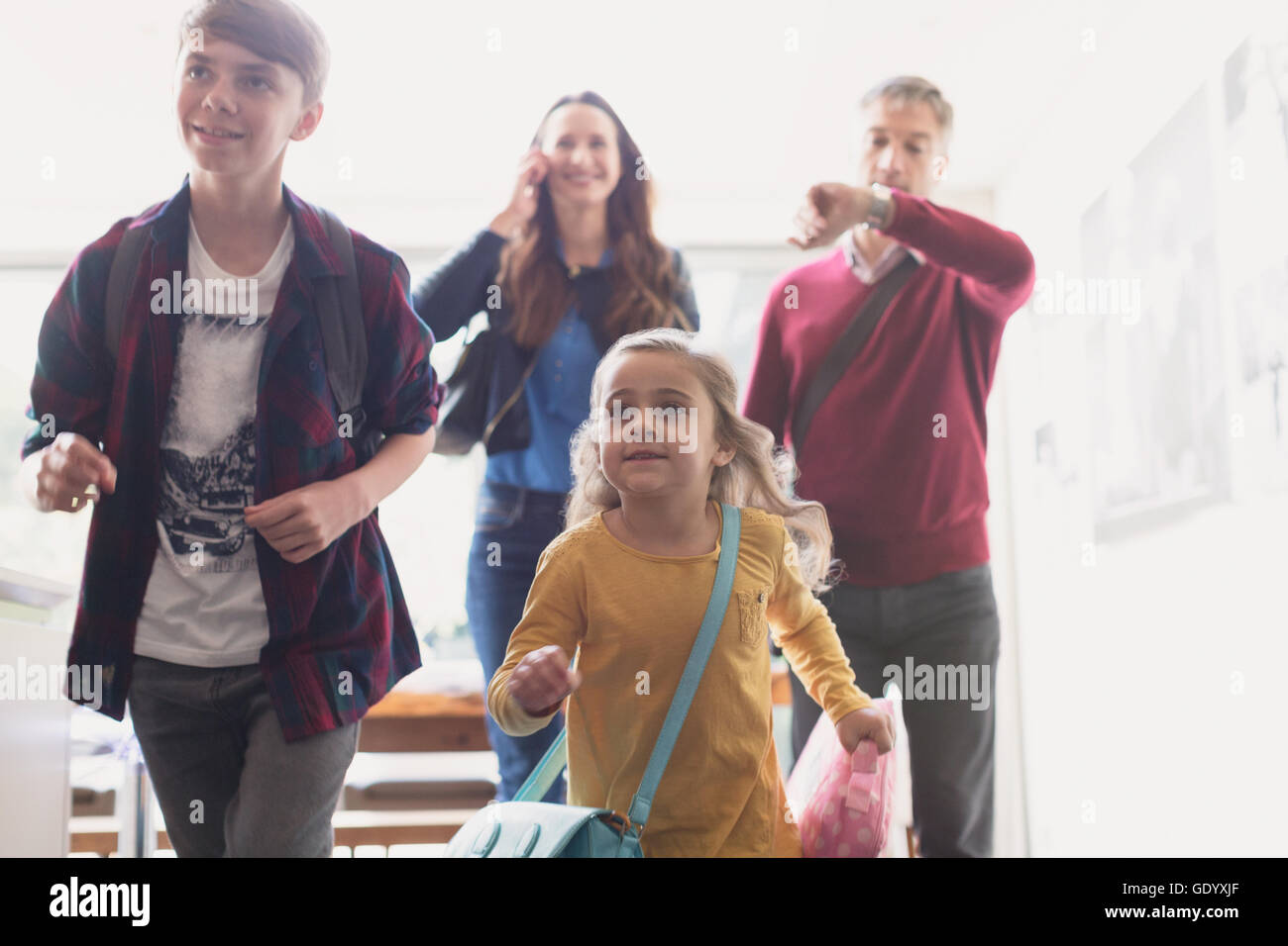 Woman rushing children hi-res stock photography and images - Alamy