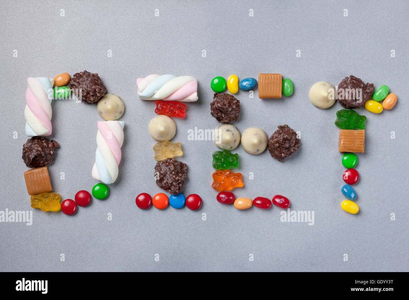 Word of DIET made of various sweets Stock Photo - Alamy