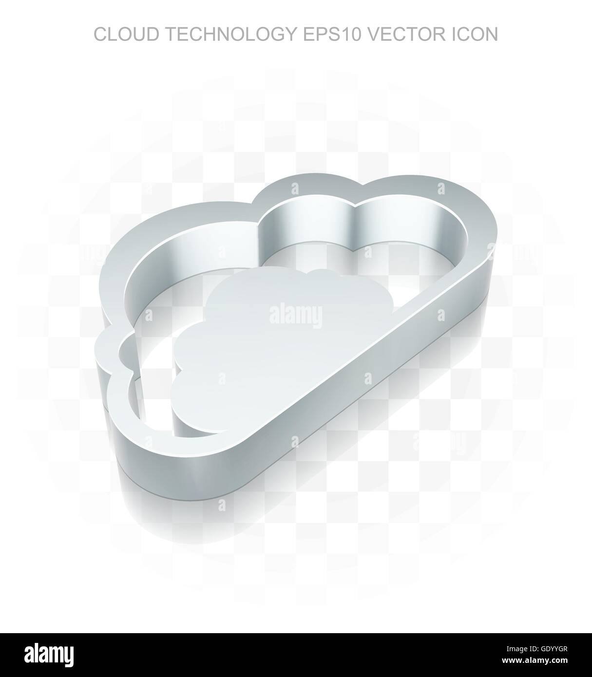 Cloud networking icon: Flat metallic 3d Cloud, transparent shadow, EPS 10 vector Stock Vector ...