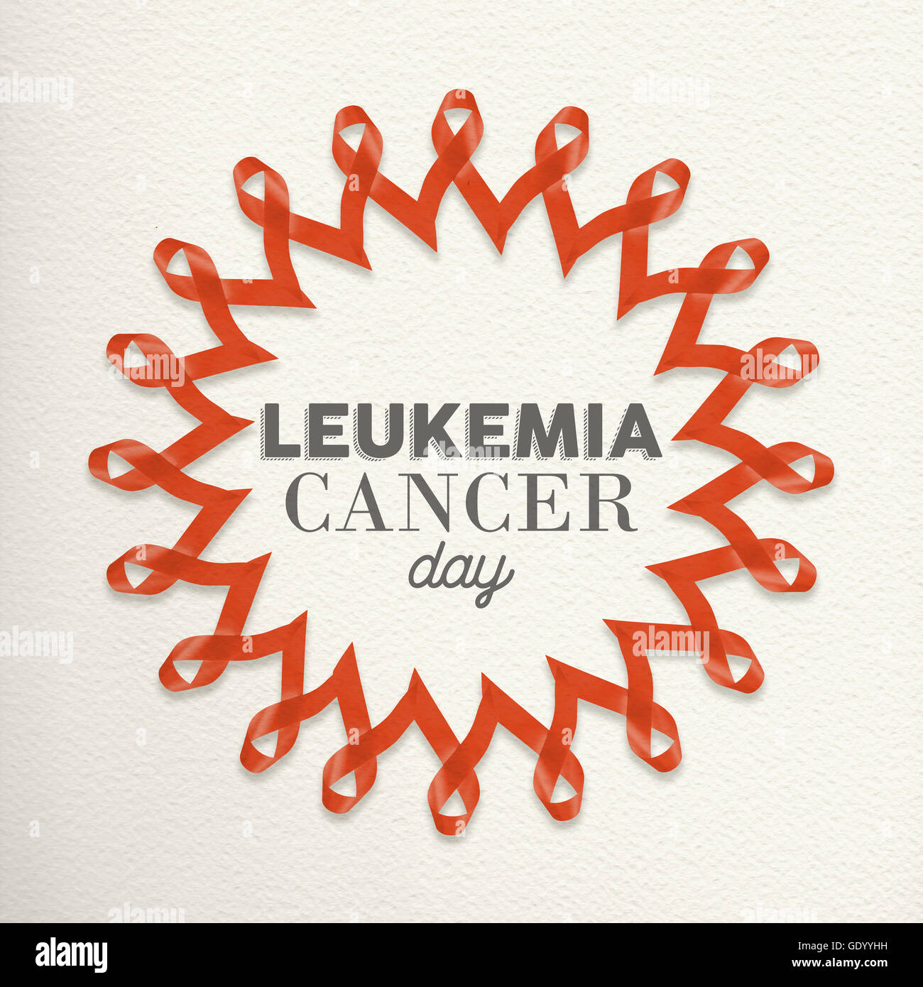 Leukemia cancer day mandala made of orange ribbons with typography for ...