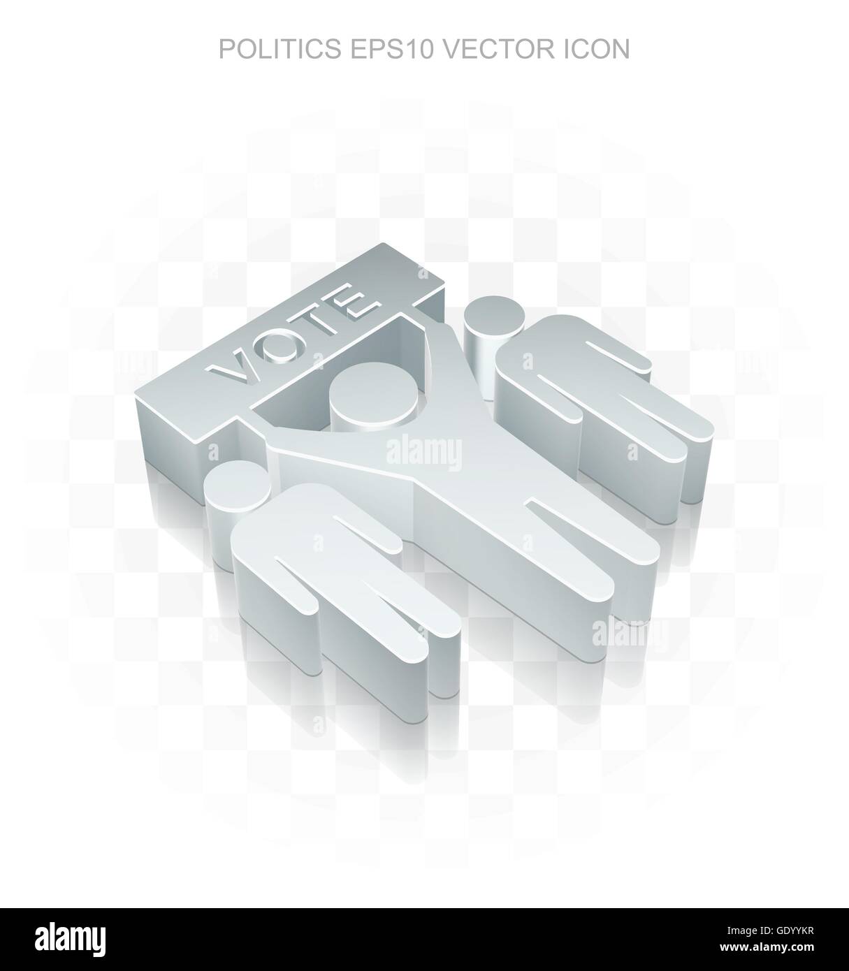 Politics icon: Flat metallic 3d Election, transparent shadow, EPS 10 ...