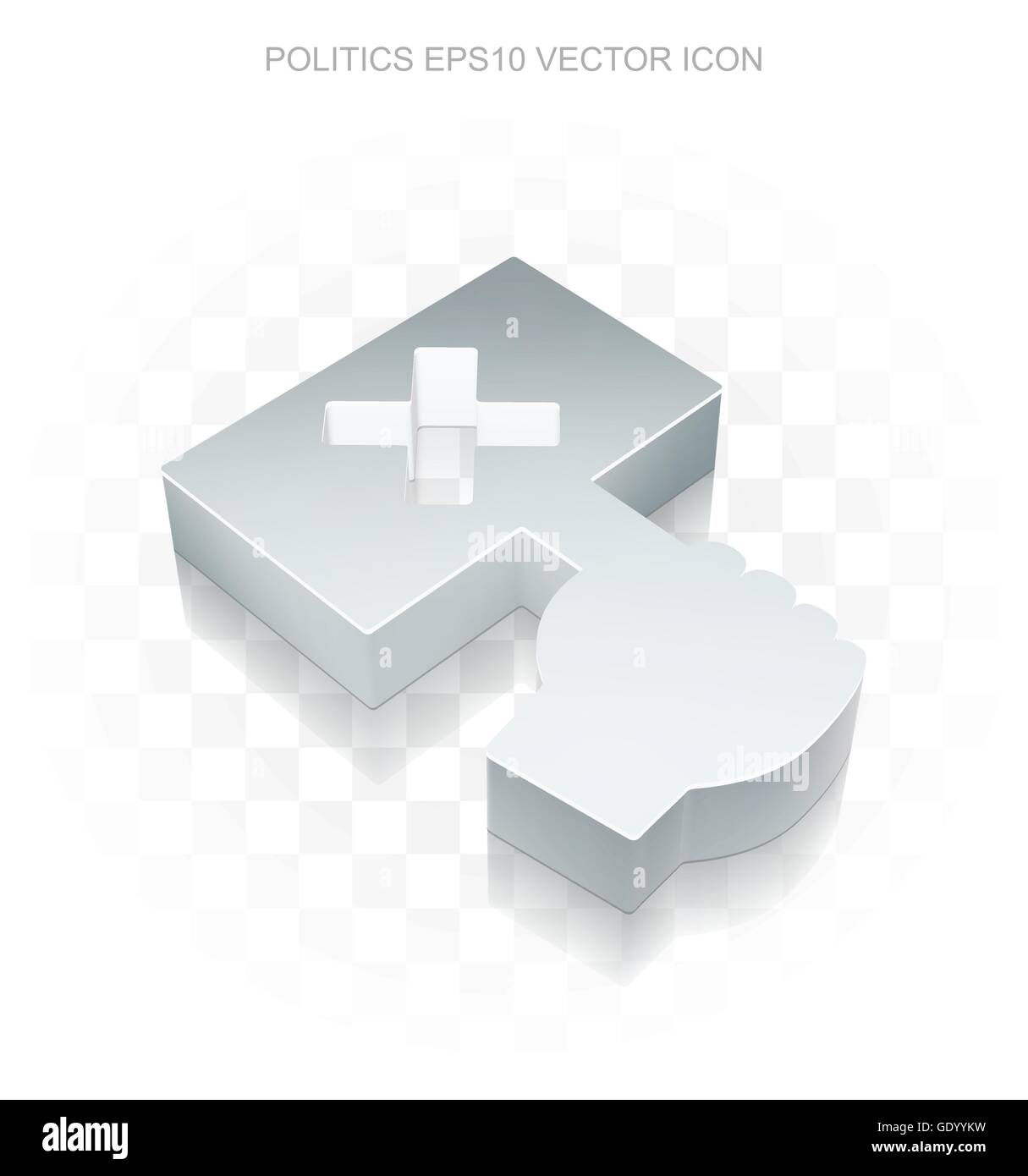 Politics icon: Flat metallic 3d Protest, transparent shadow EPS 10 ...