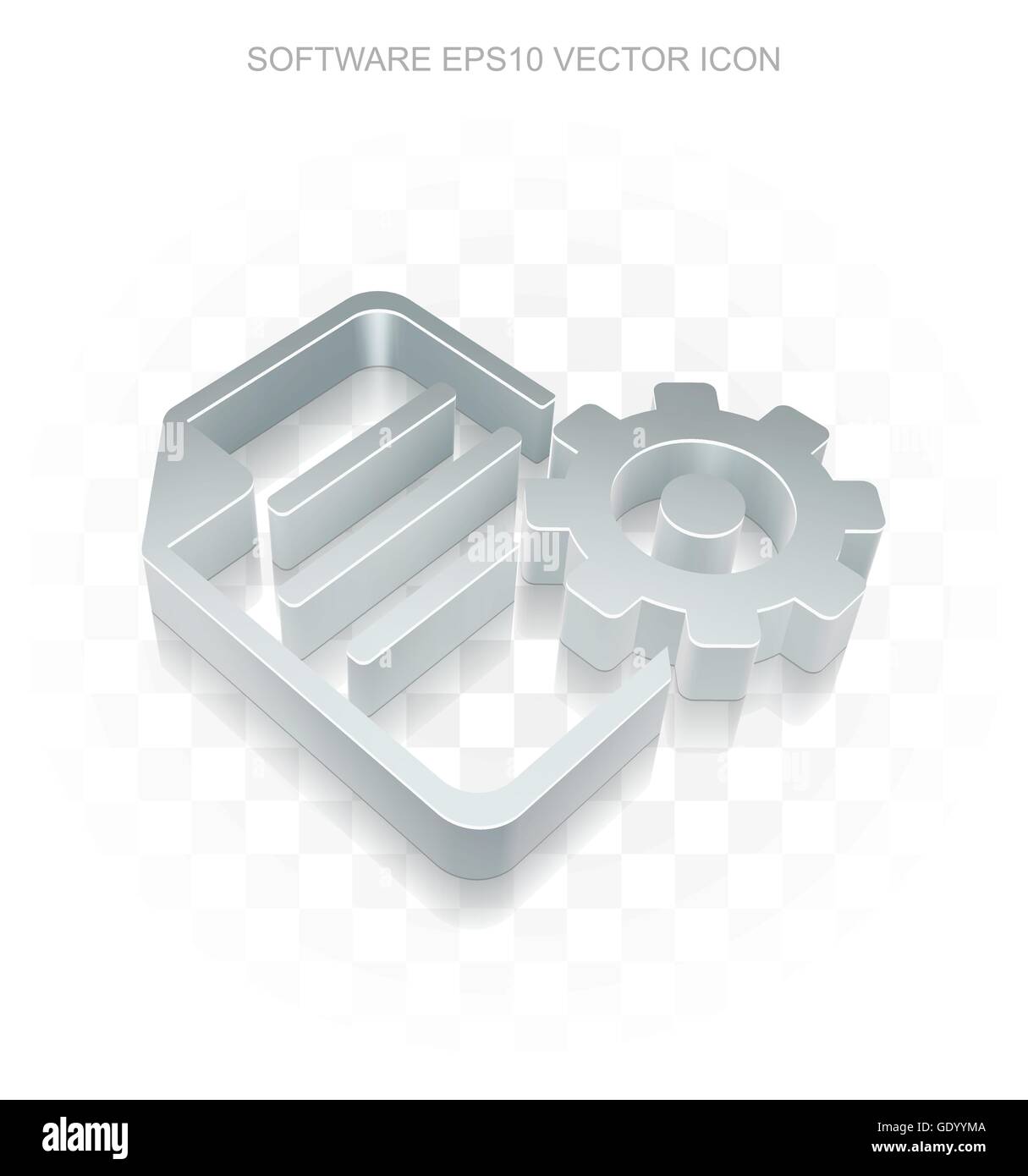 Programming icon: Flat metallic 3d Gear, transparent shadow, EPS 10 vector illustration Stock ...