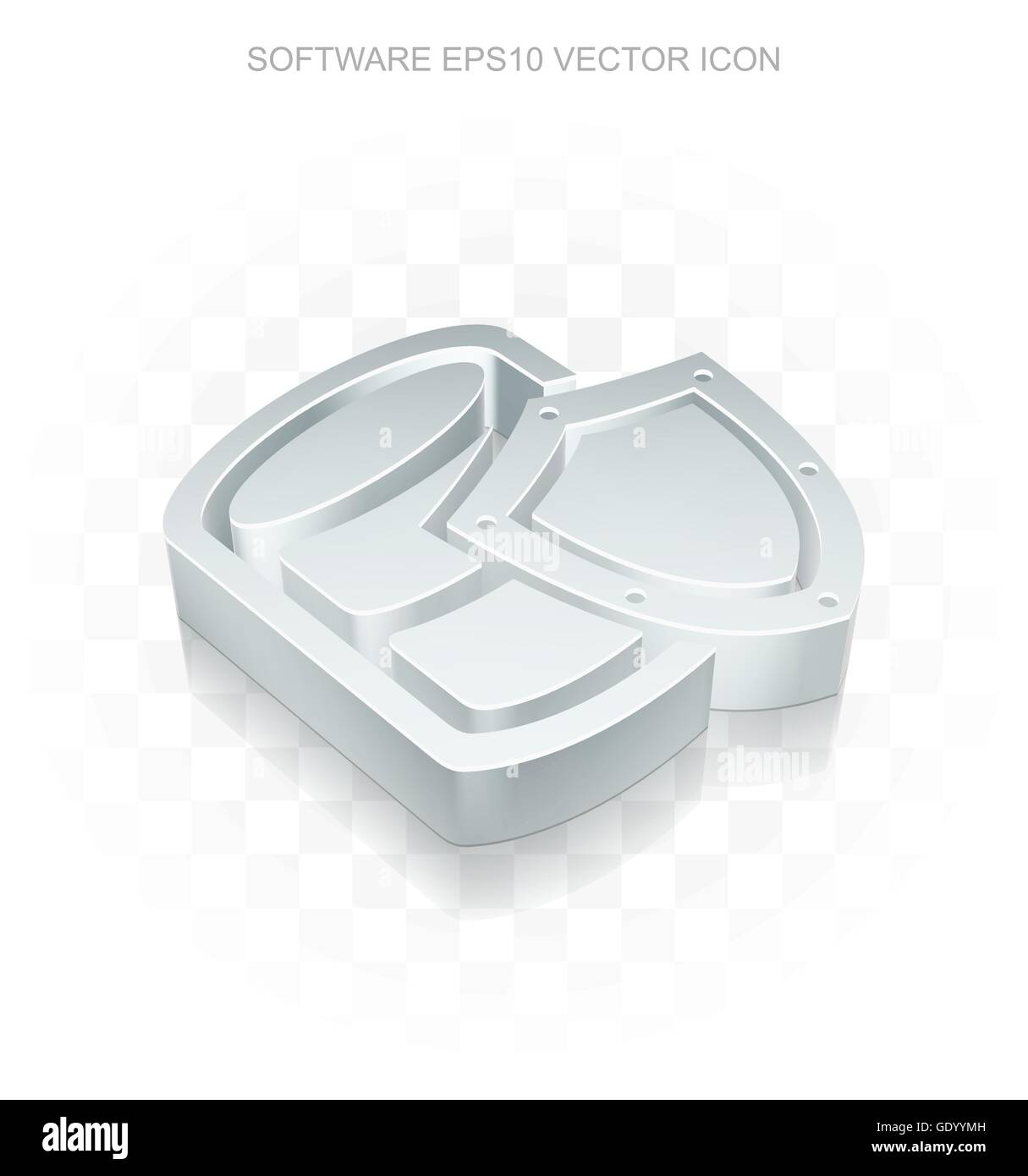Programming icon: Flat metallic 3d Database With Shield, transparent shadow, EPS 10 vector Stock ...