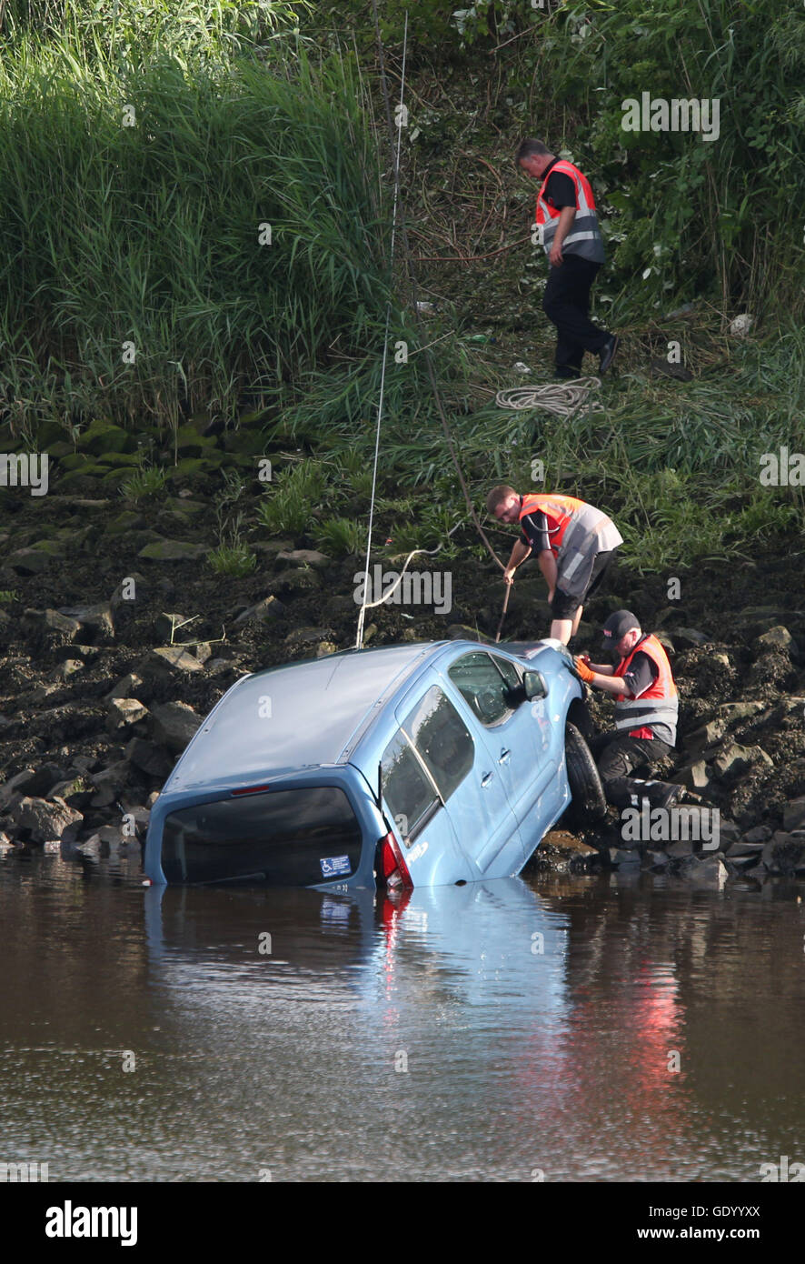 After body was recovered when car plunged into the river hi-res stock ...