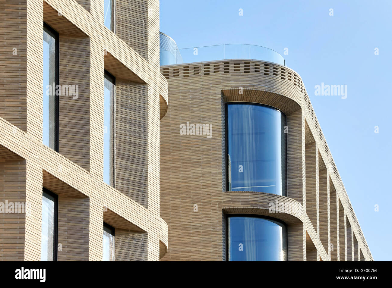 Brick facade with window chamfer. Turnmill Building, London, United ...