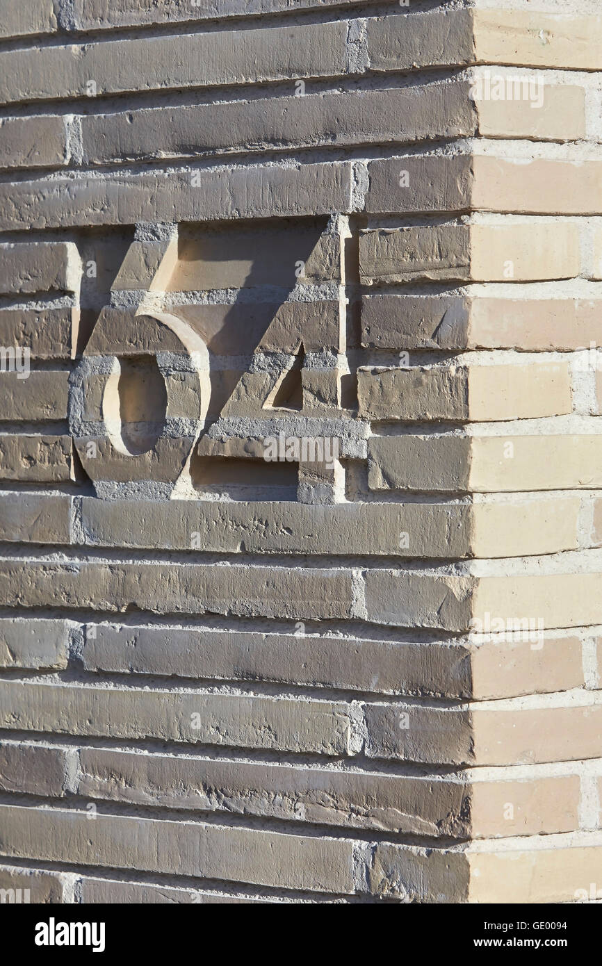 Brick numbering on facade. Turnmill Building, London, United Kingdom ...