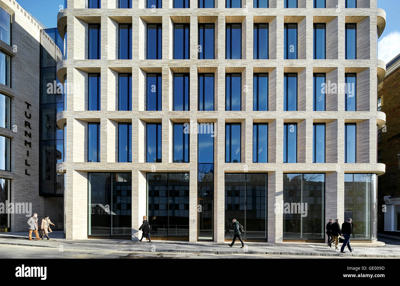 Front elevation with passersby. Turnmill Building, London, United ...