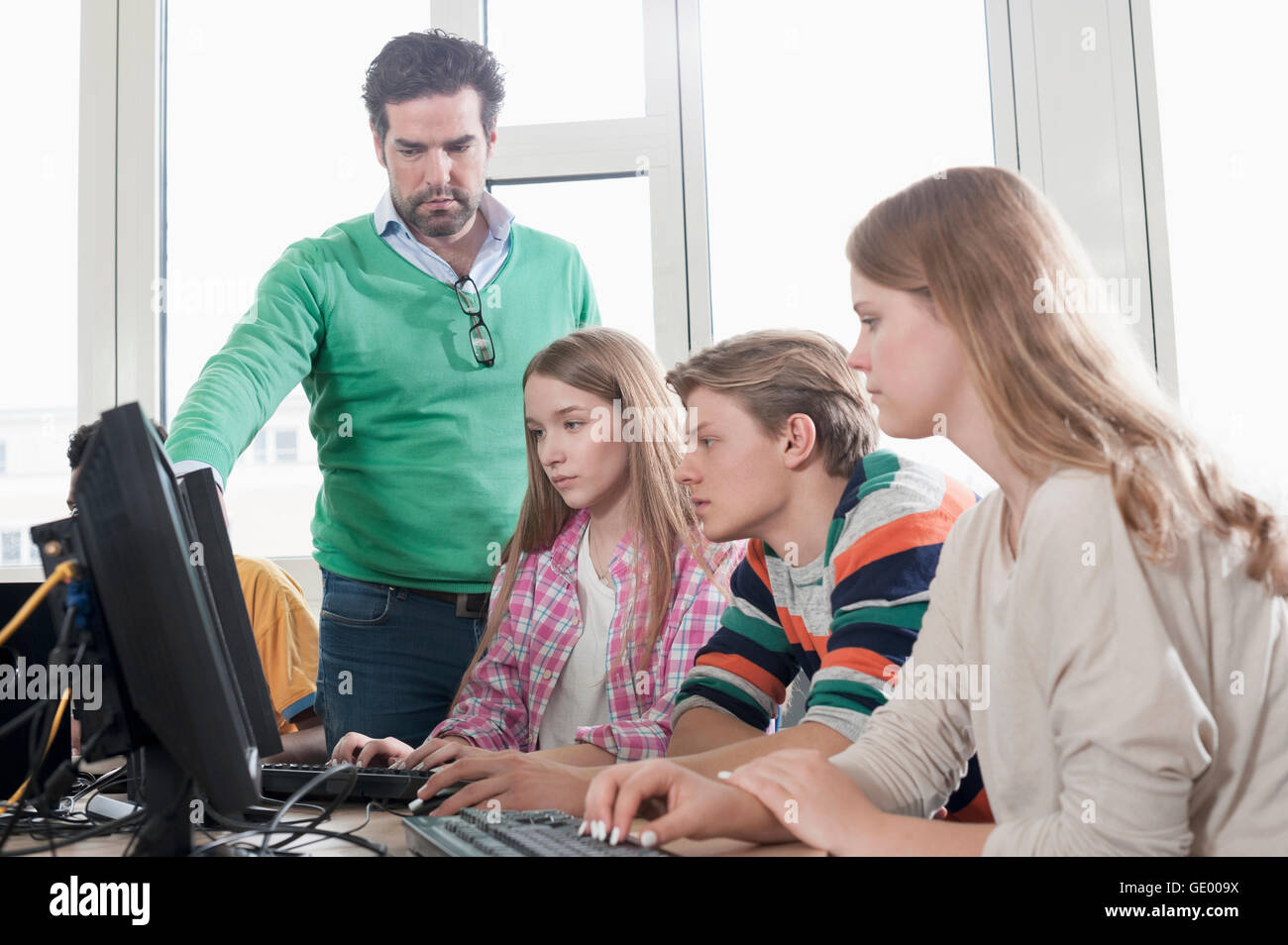 University students studying in computer lab, Bavaria, Germany Stock ...