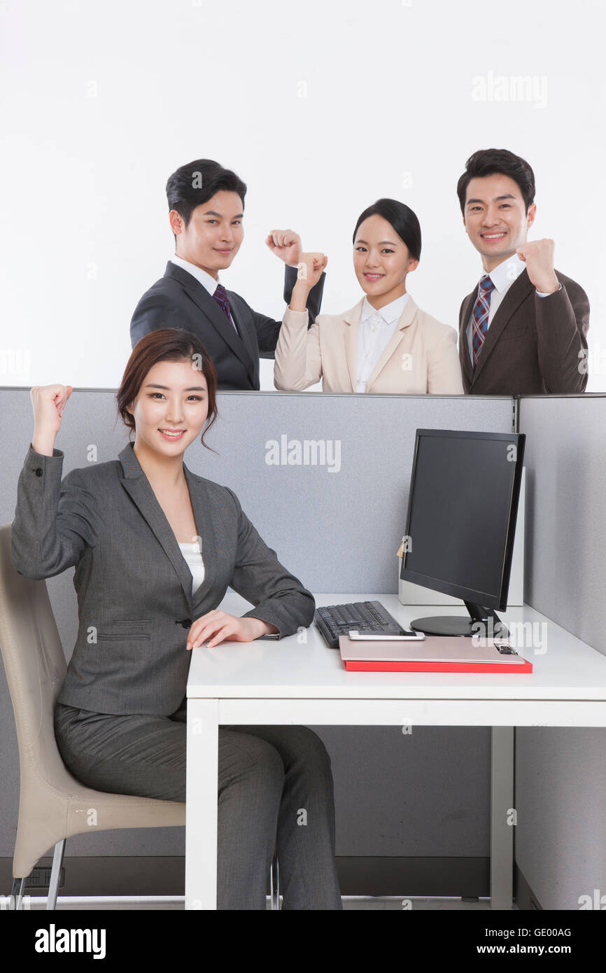Business people cheering hi-res stock photography and images - Alamy