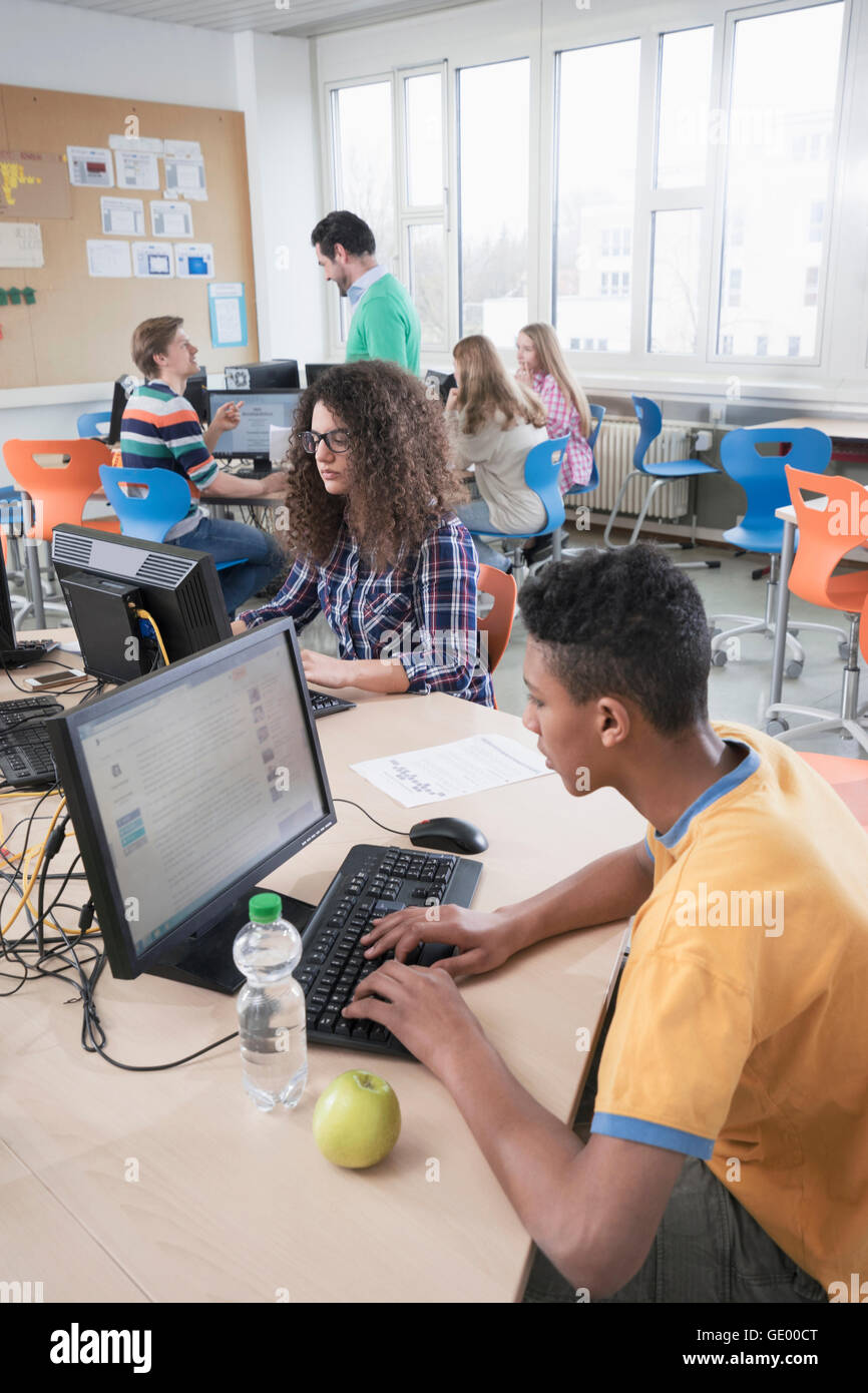 University students studying in computer lab, Bavaria, Germany Stock ...