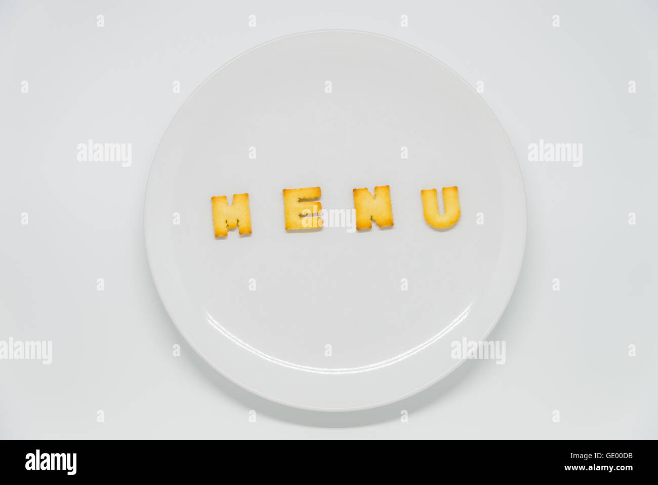 Menu word in white hi-res stock photography and images - Alamy