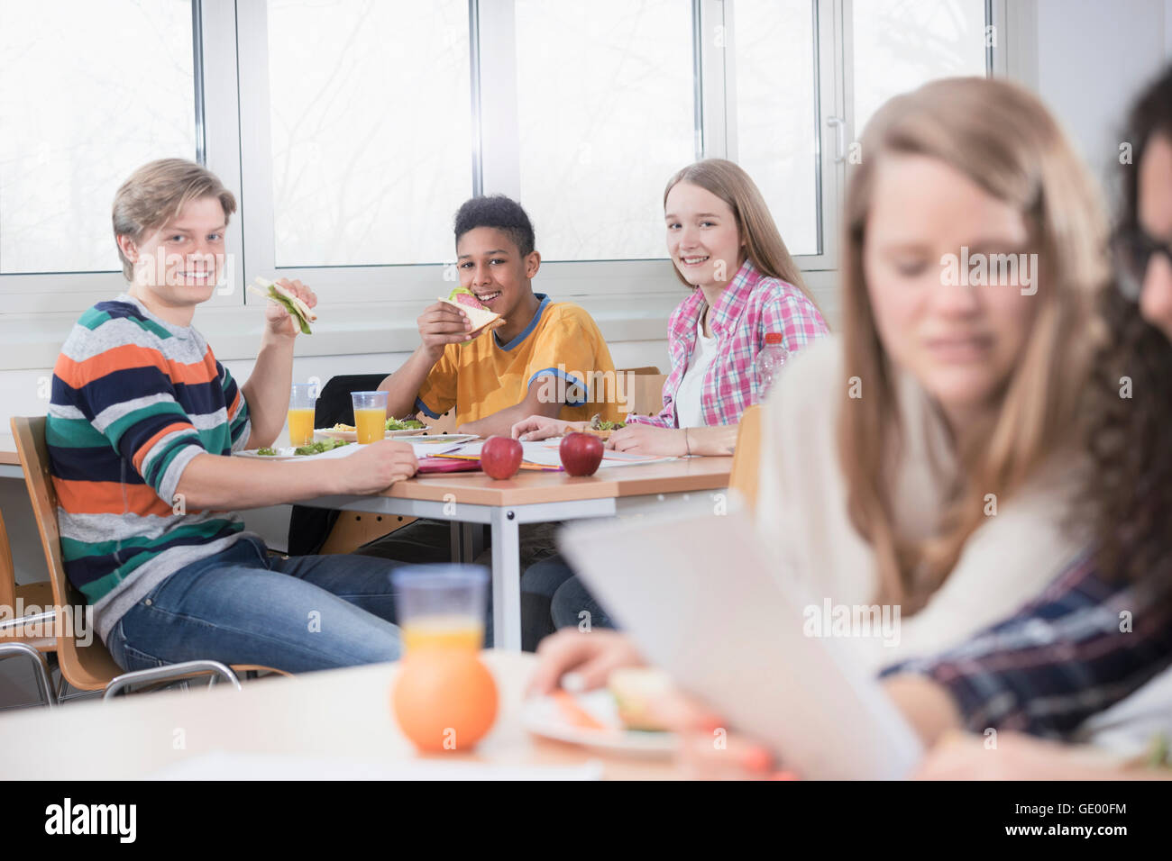 University students having lunch in canteen, Bavaria, Germany Stock ...