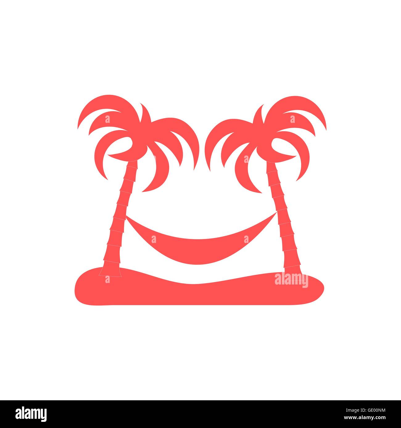 Stylized icon of rest in a hammock under two palm trees Stock Vector ...