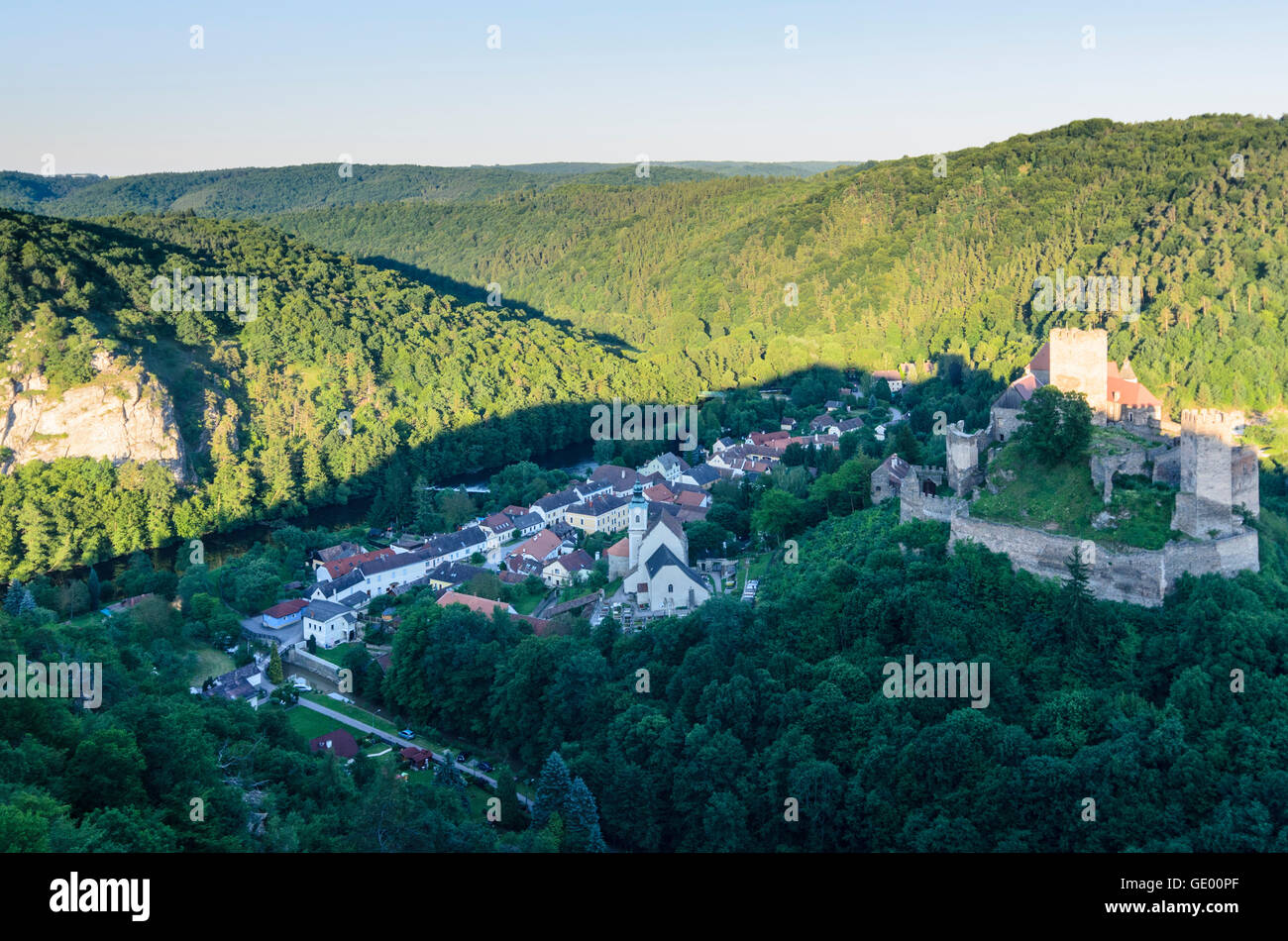 Hardegg: View from Maxplateau to town and castle Hardegg , Thaya River ...