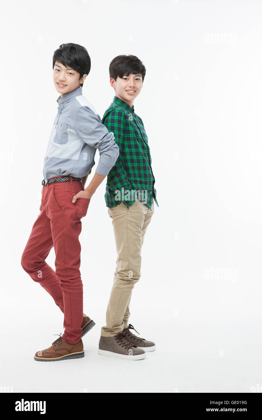 School Boys Side By Side Back View High Resolution Stock Photography ...