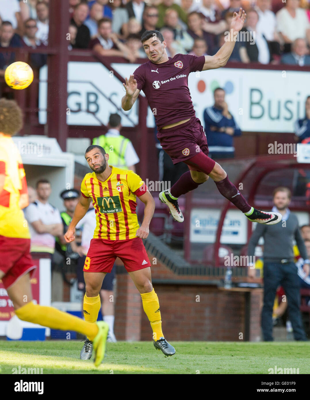 Birkirkara's Joseph Zerafa (left) and Heart of Midlothian's Callum ...