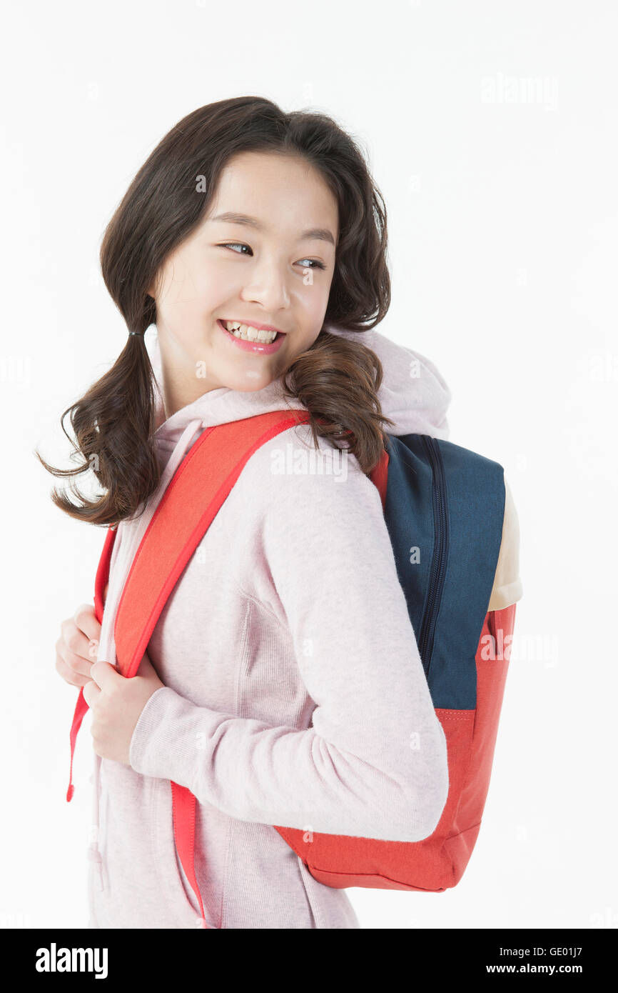 Girl backpack side view hi-res stock photography and images - Alamy