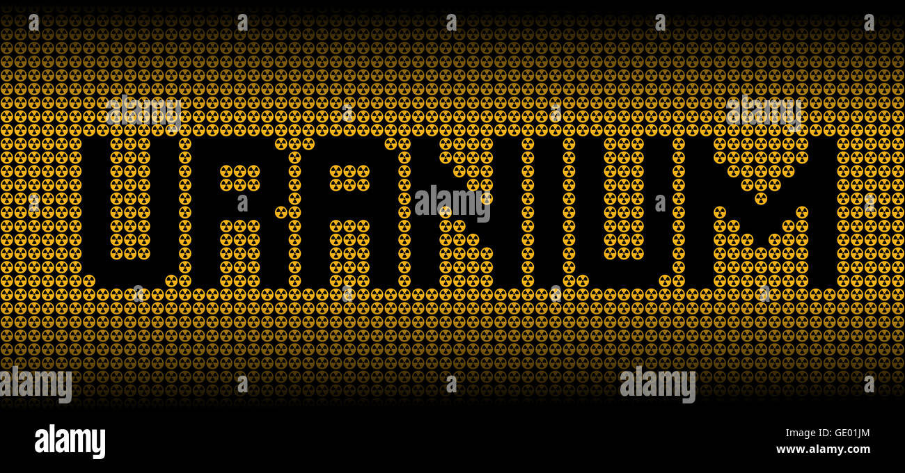 Uranium text on radioactive warning symbols illustration Stock Photo ...