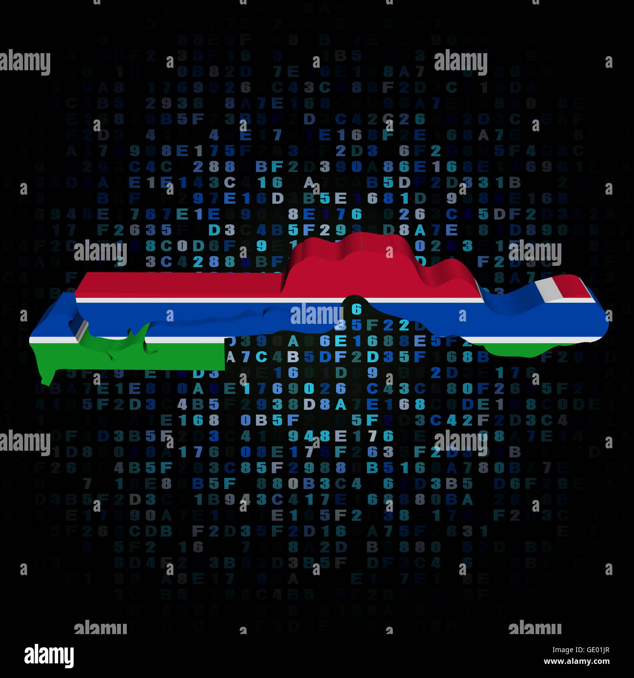 The Gambia map flag on hex code illustration Stock Photo - Alamy