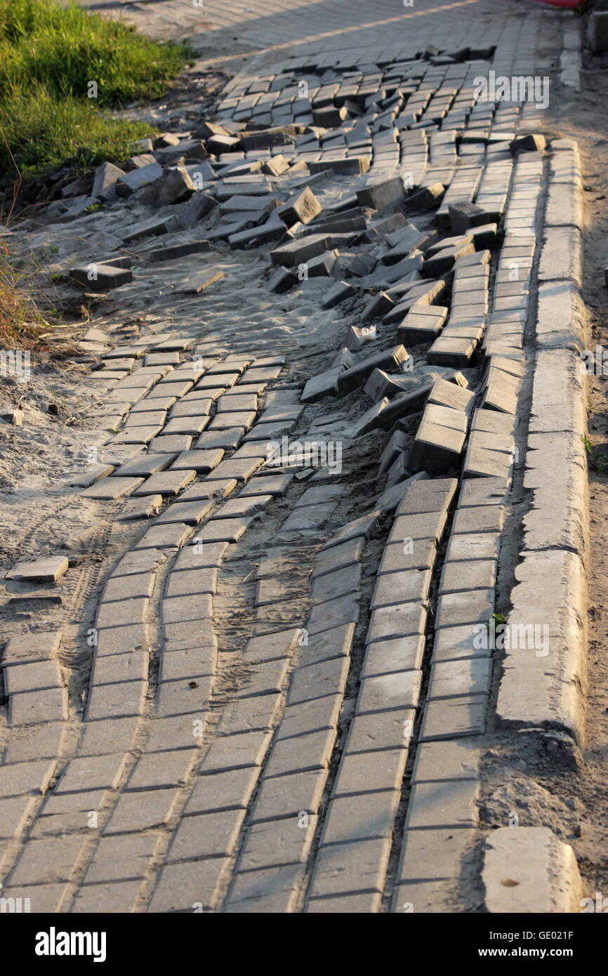 pavement of paving slabs, is requiring repair Stock Photo - Alamy
