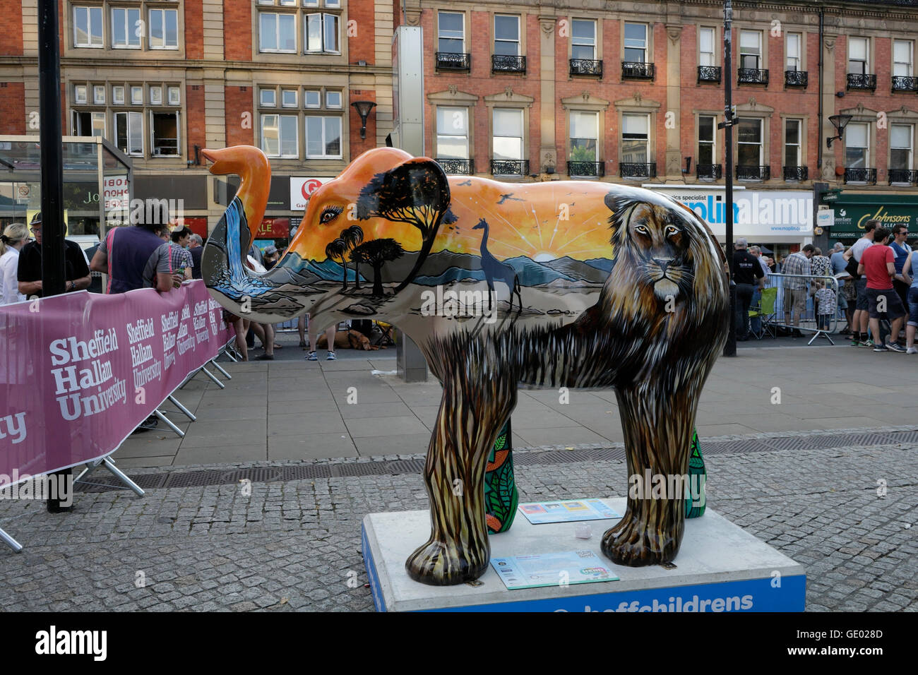 Elephant sculptures in Sheffield city centre England. as part of a ...