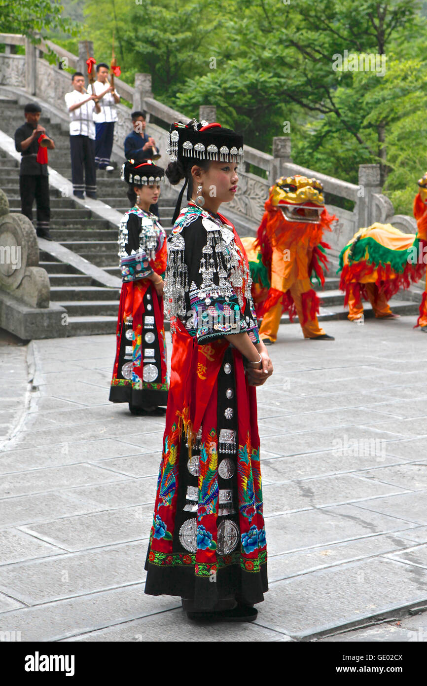 People playing music in Denghan Miao Village , Hunan. China Stock Photo ...