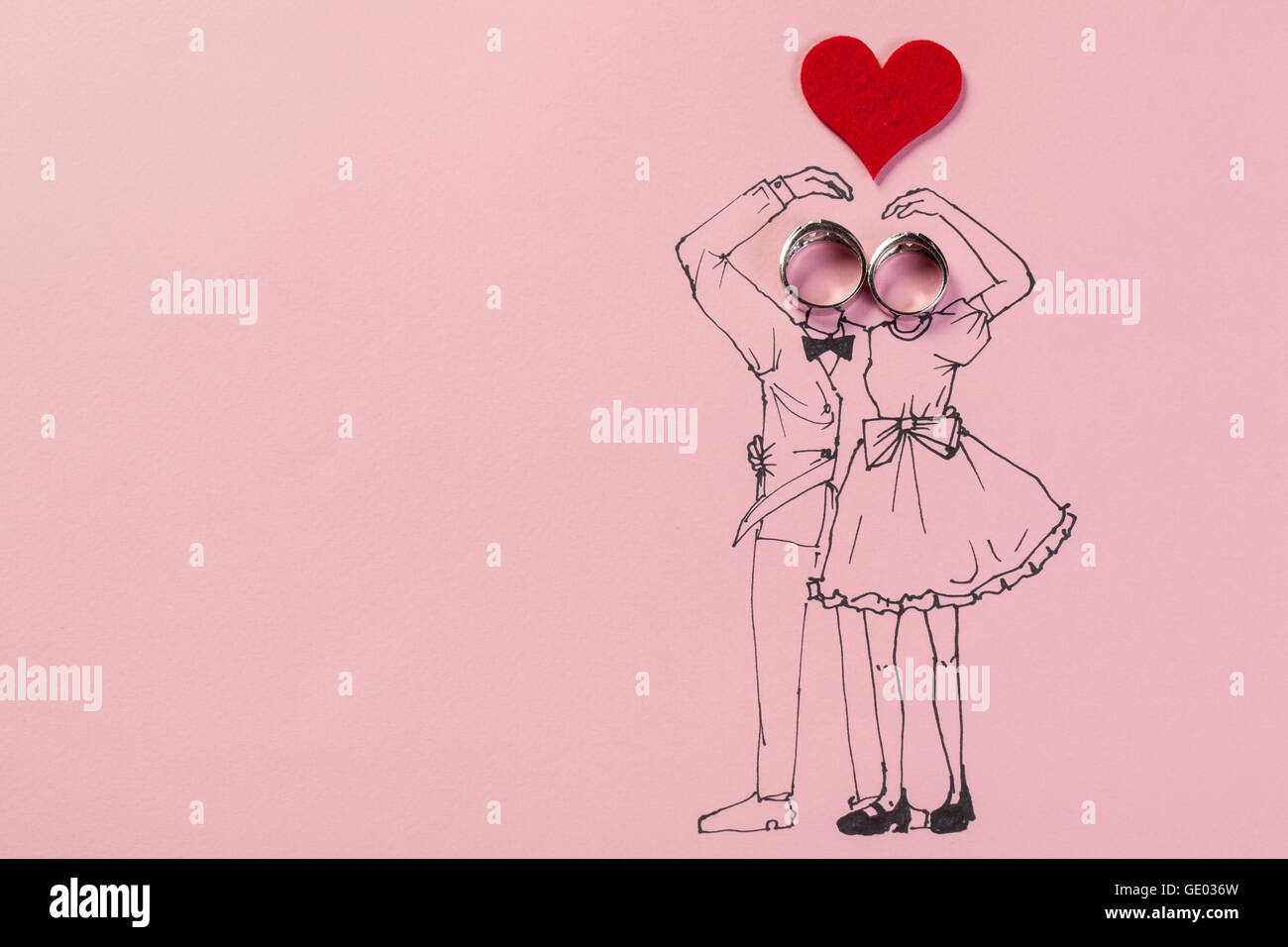 Illustration of loving wedding couple making a heart Stock Photo - Alamy