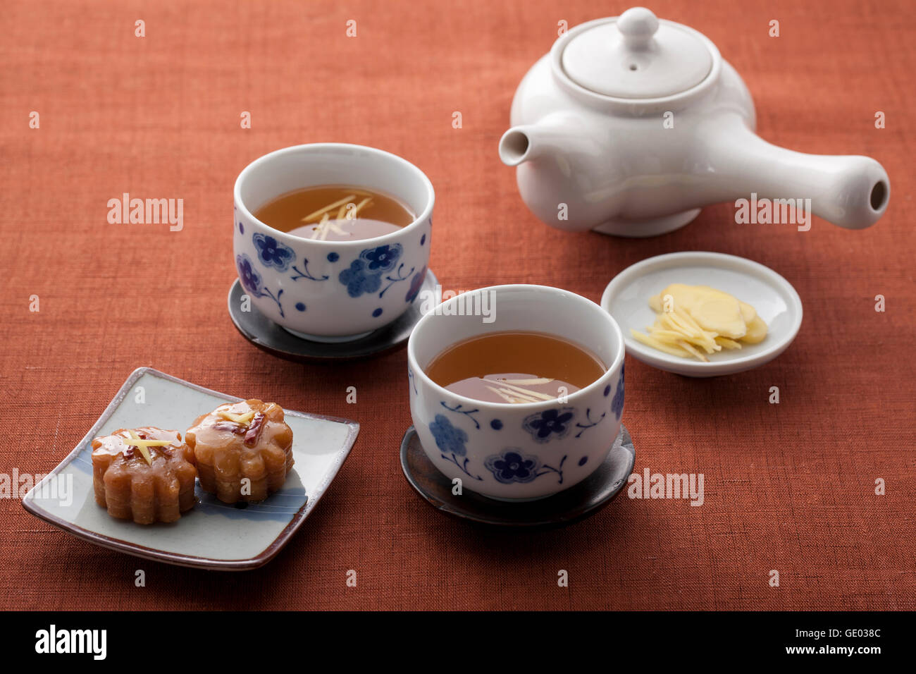 Traditional Korean tea and cookies with a teapot Stock Photo - Alamy