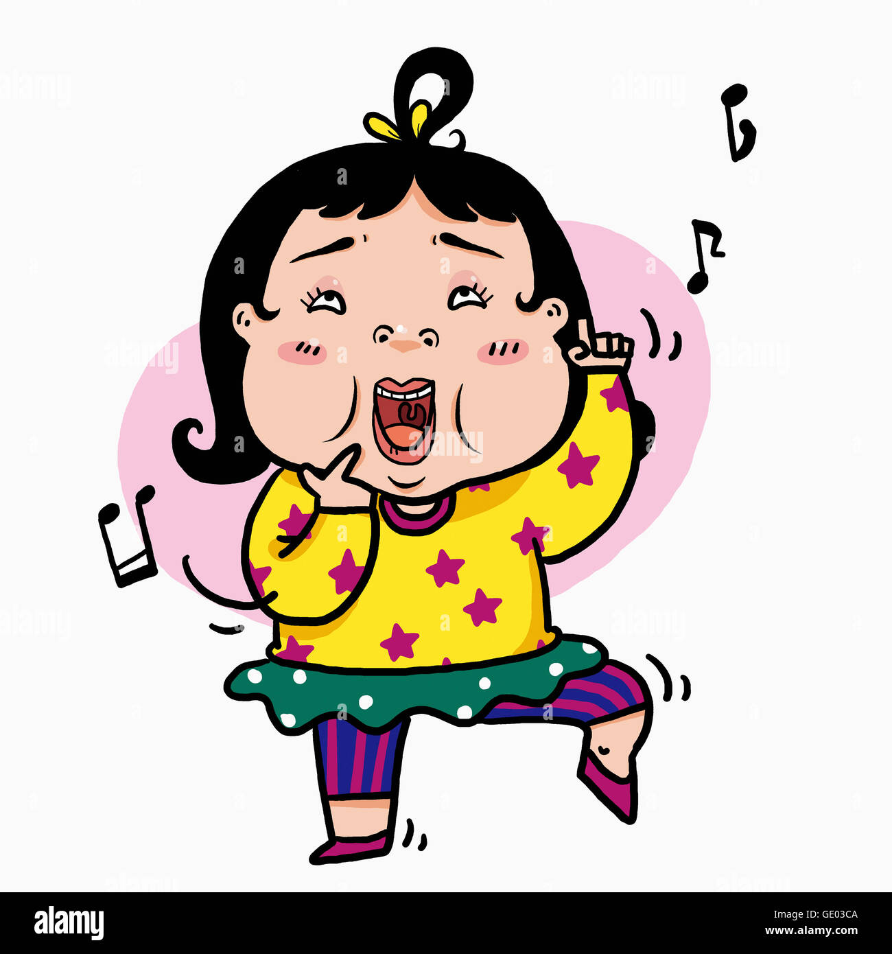 Humorous illustration of a woman dancing Stock Photo - Alamy