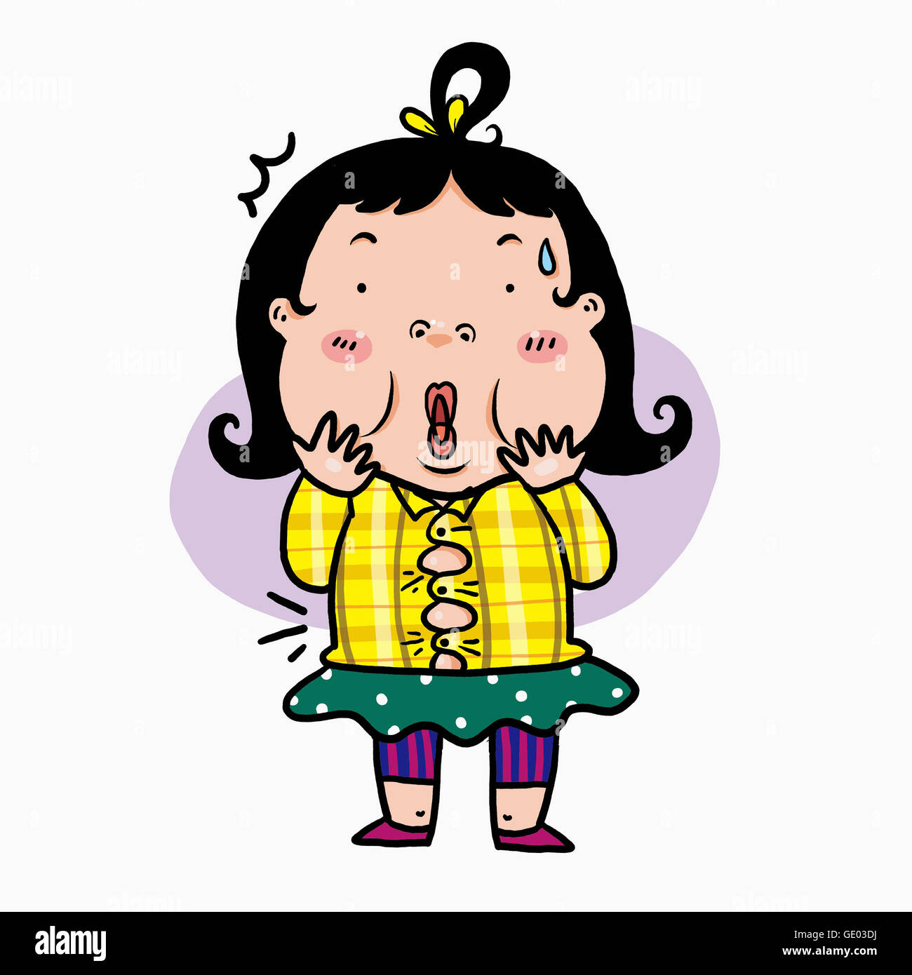 Humorous illustration of a woman getting fat Stock Photo - Alamy