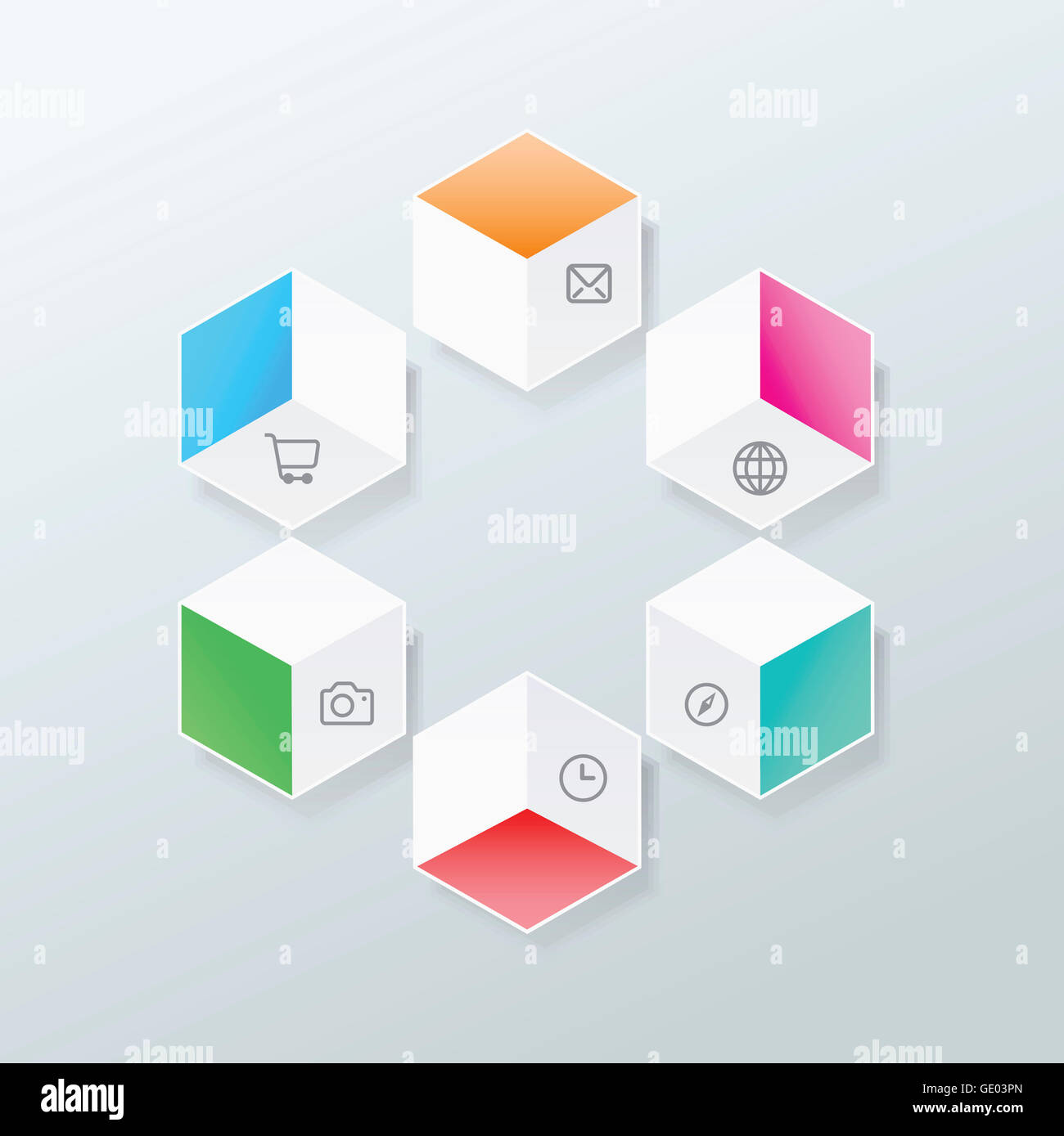Infographic cubes with icons and various colors Stock Photo - Alamy