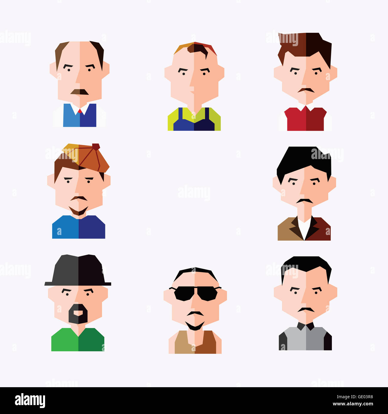 Icon set of portraits of middle aged men Stock Photo - Alamy