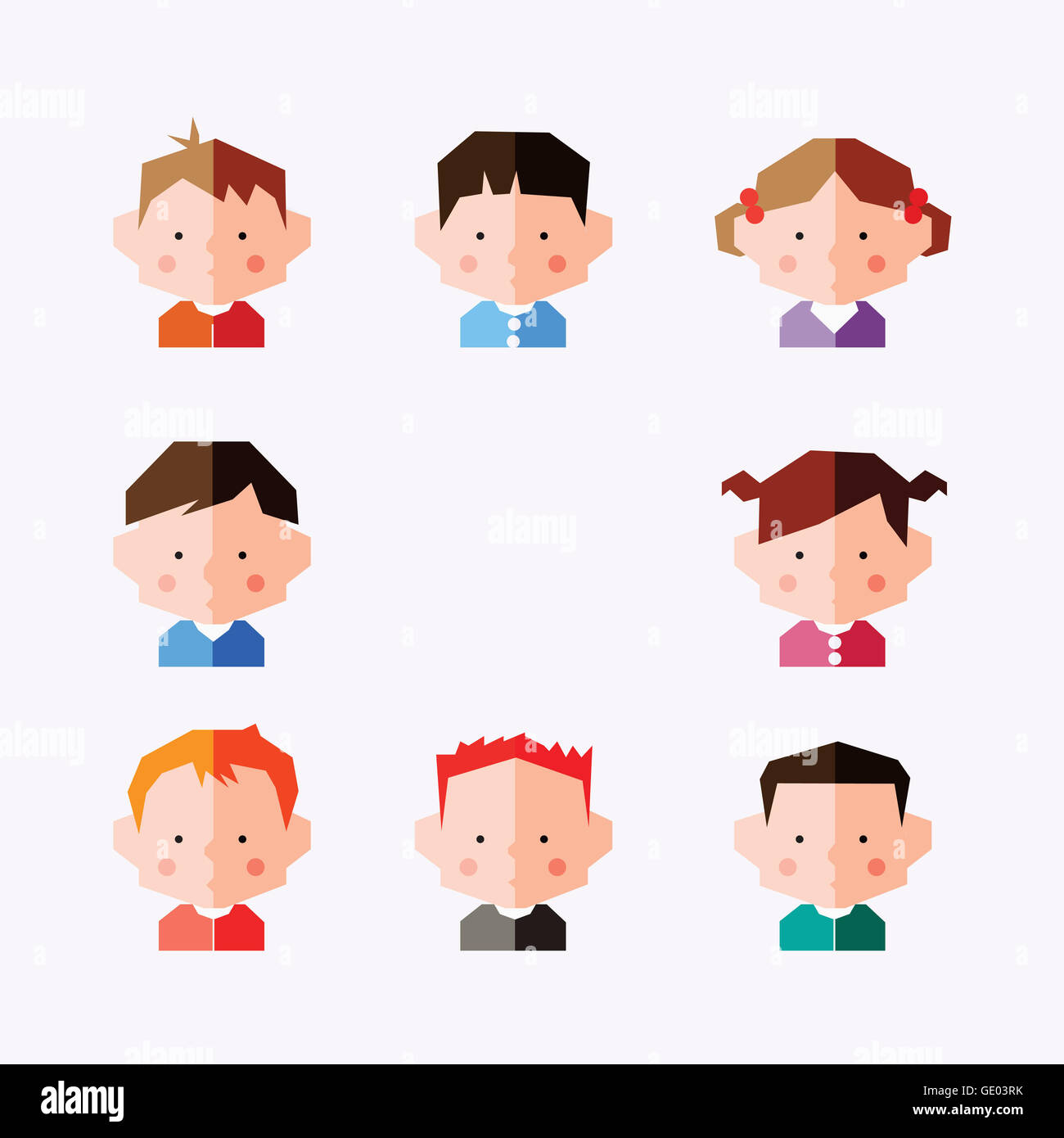 Icon set of portraits of children Stock Photo - Alamy