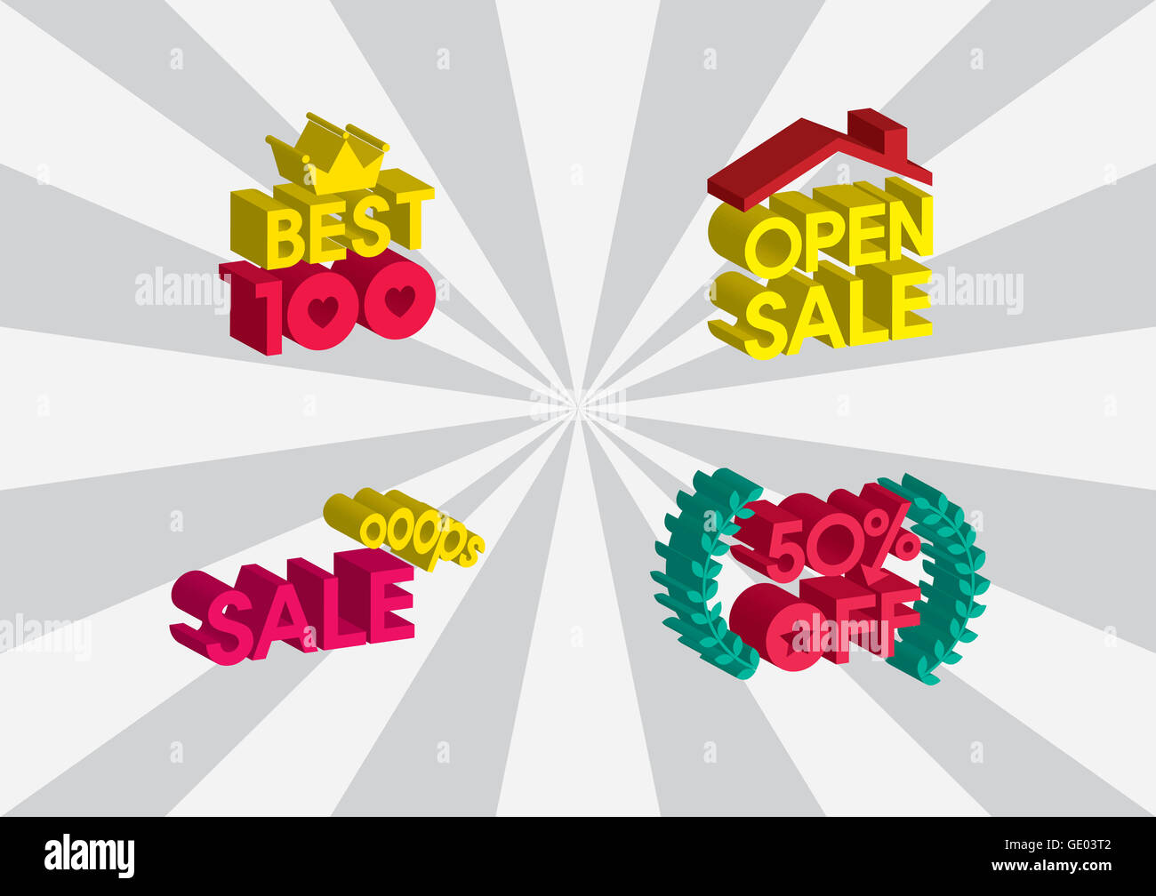 Illustration of 3D letters and numbers for sale event Stock Photo - Alamy