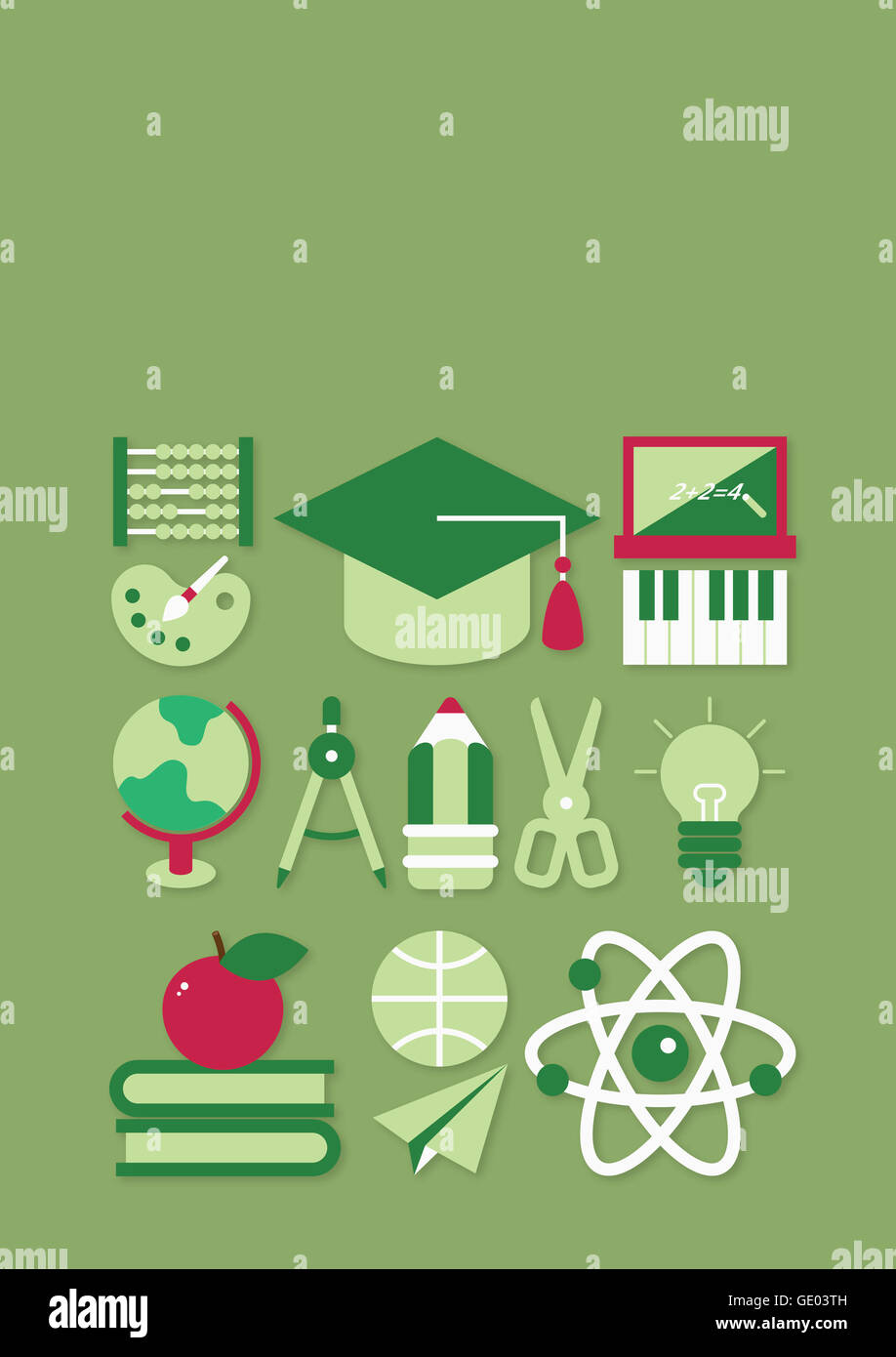 Set of various icons related to school education Stock Photo - Alamy