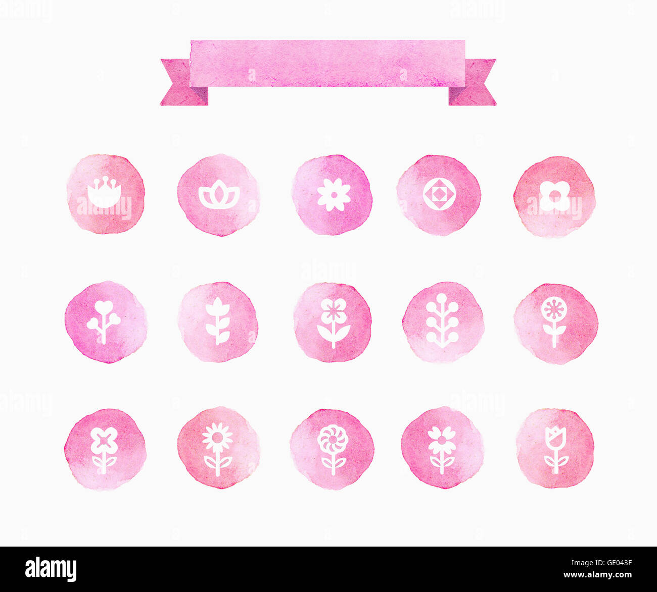 Set of various icons related to flowers Stock Photo - Alamy