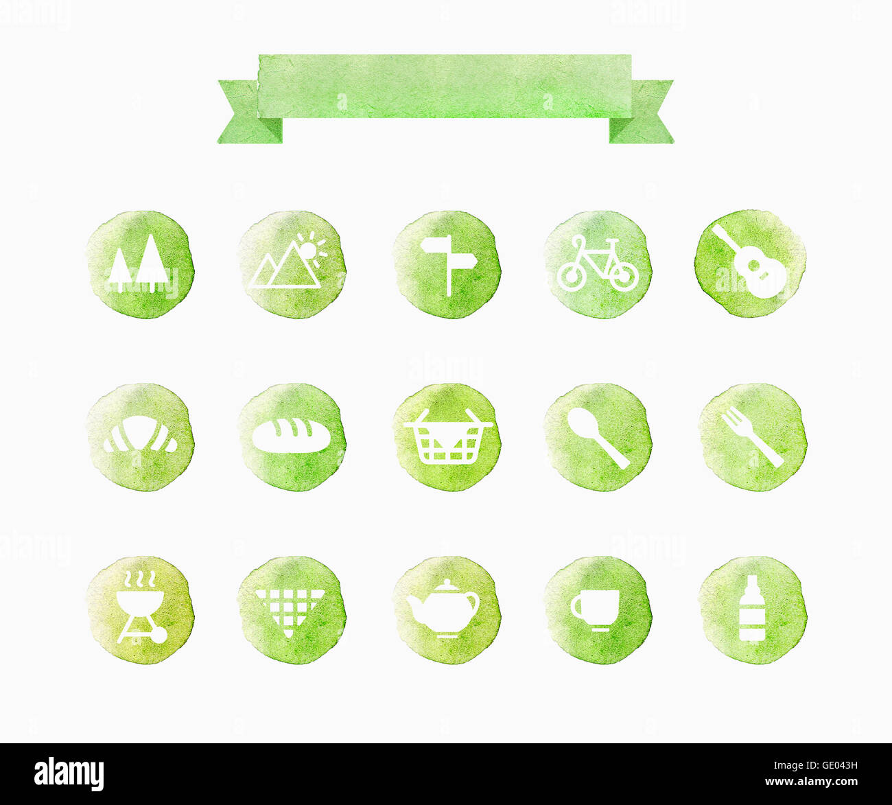 Set of various icons related to outdoor activities, hobbies and picnic ...