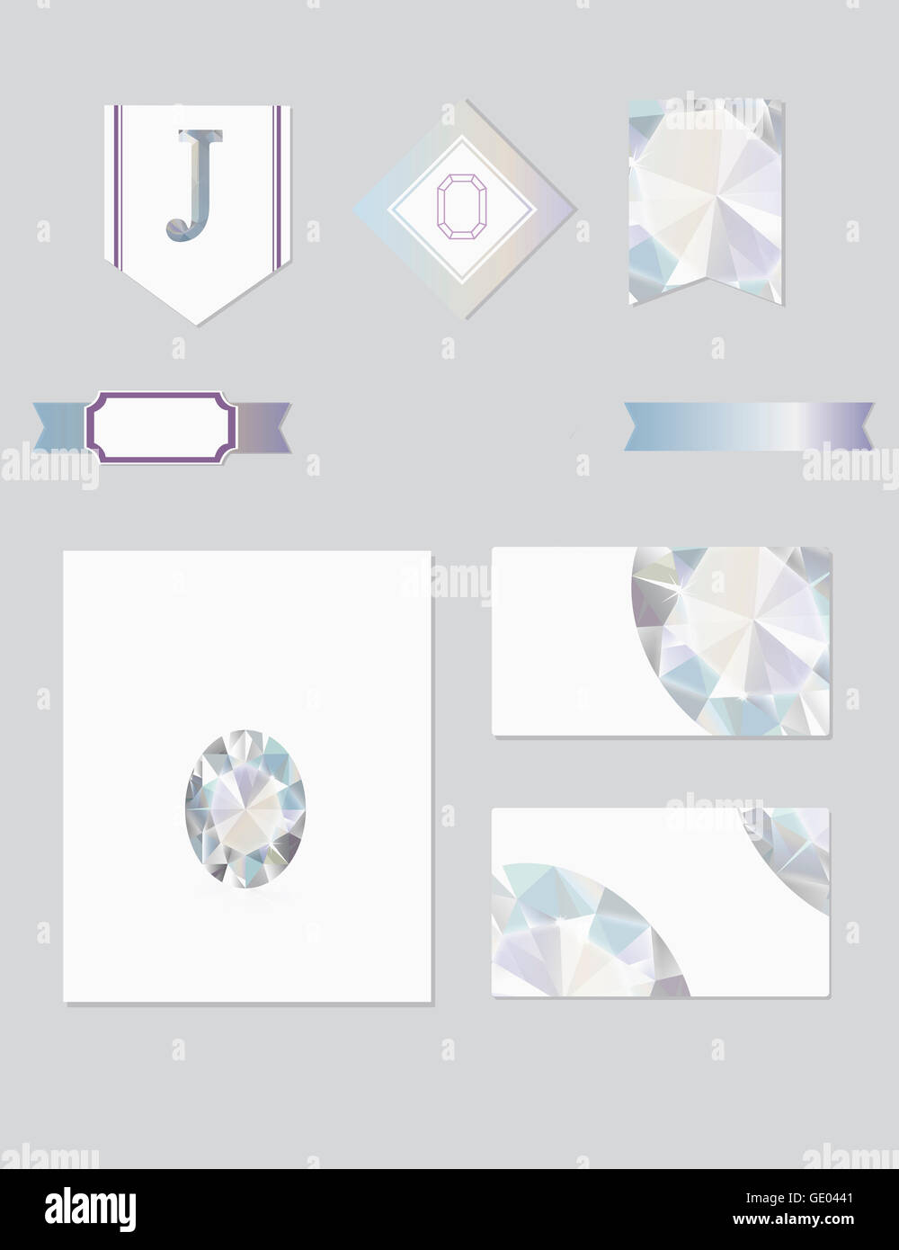 Illustration of various labels and stickers with diamonds Stock Photo ...