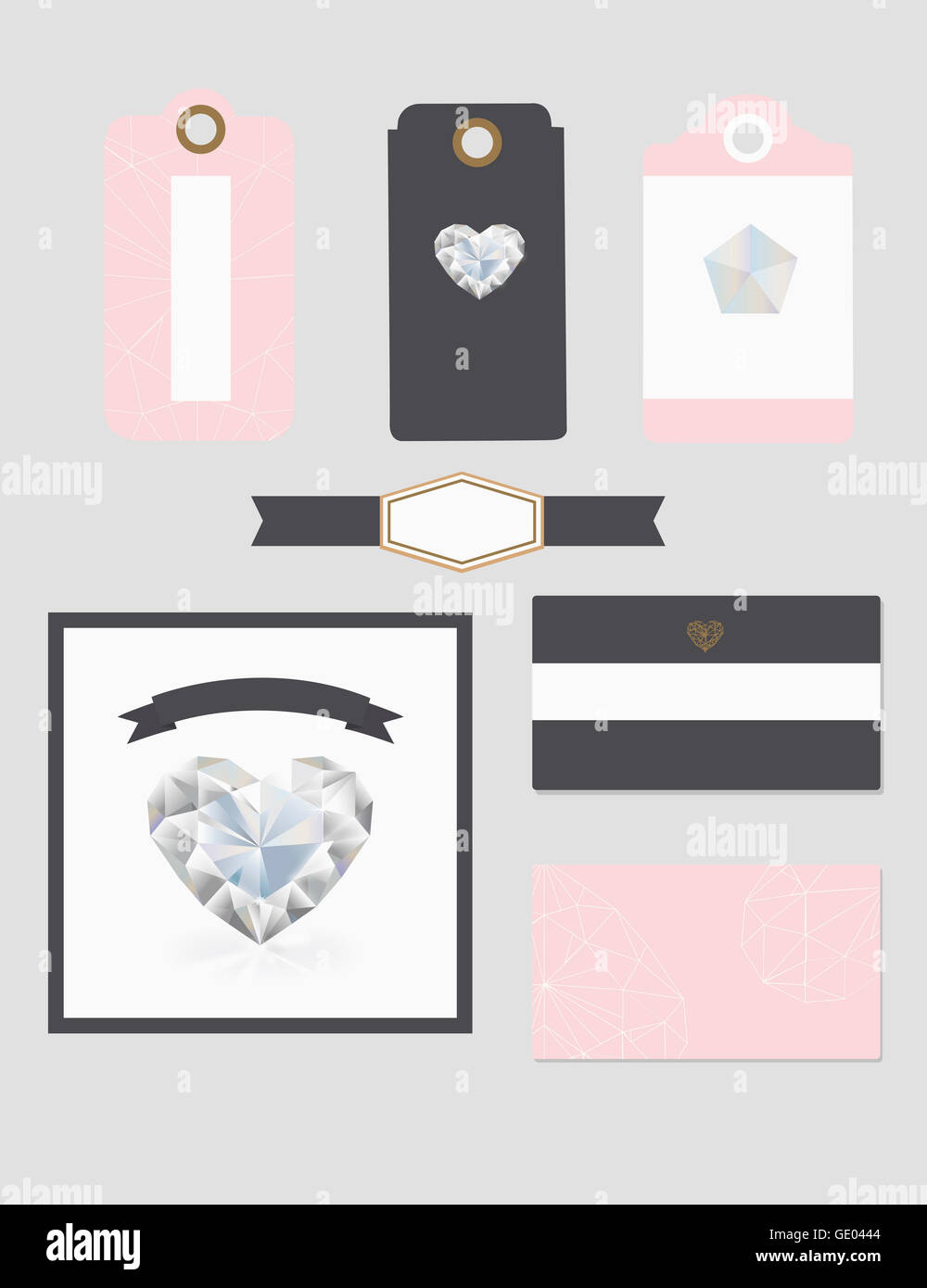Illustration of various tags and labels with diamonds Stock Photo - Alamy