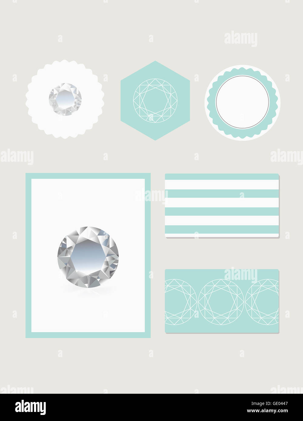 Illustration of various labels with diamonds Stock Photo - Alamy