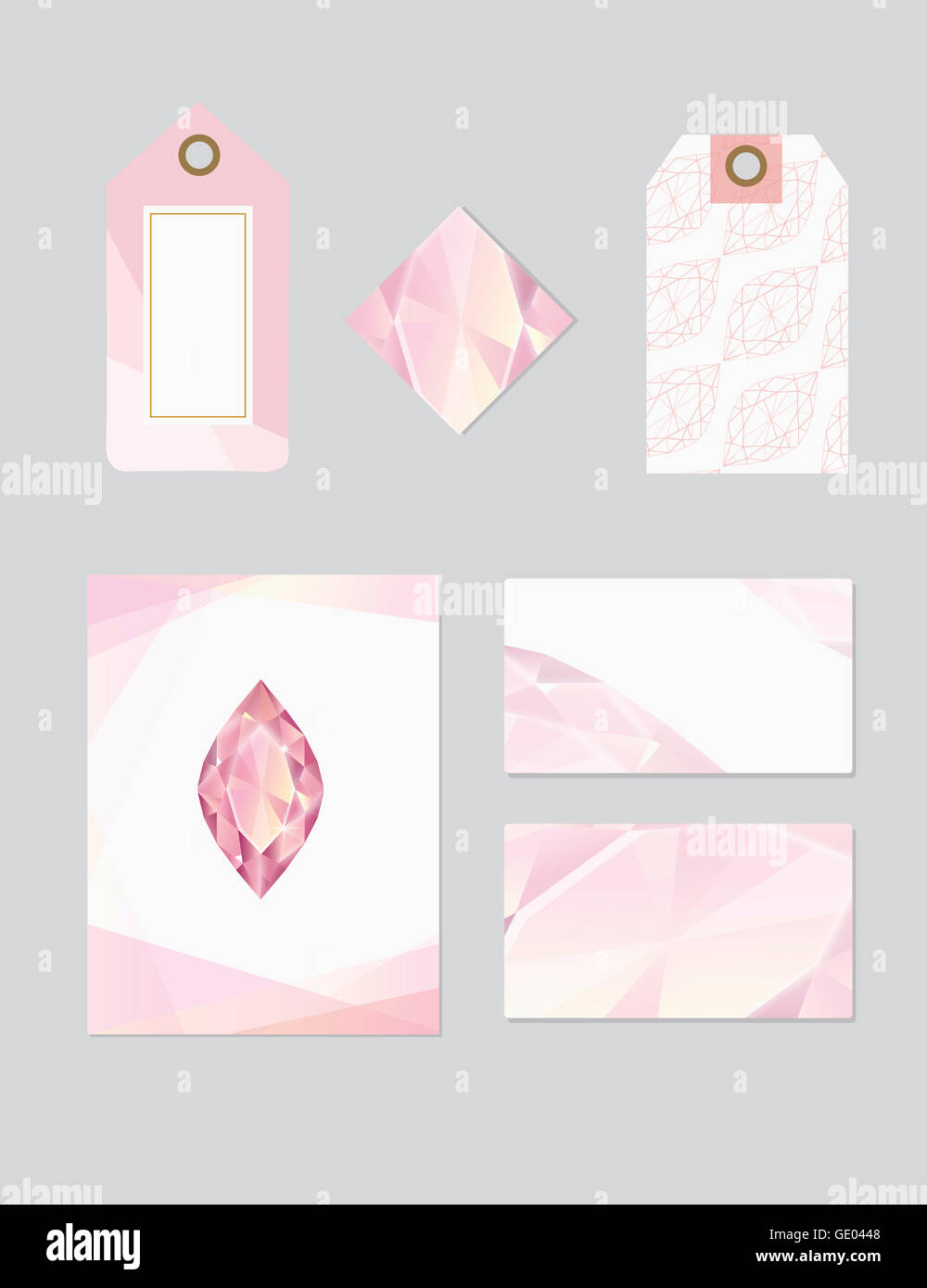 Illustration of tags, labels, postcard, business card with diamonds ...