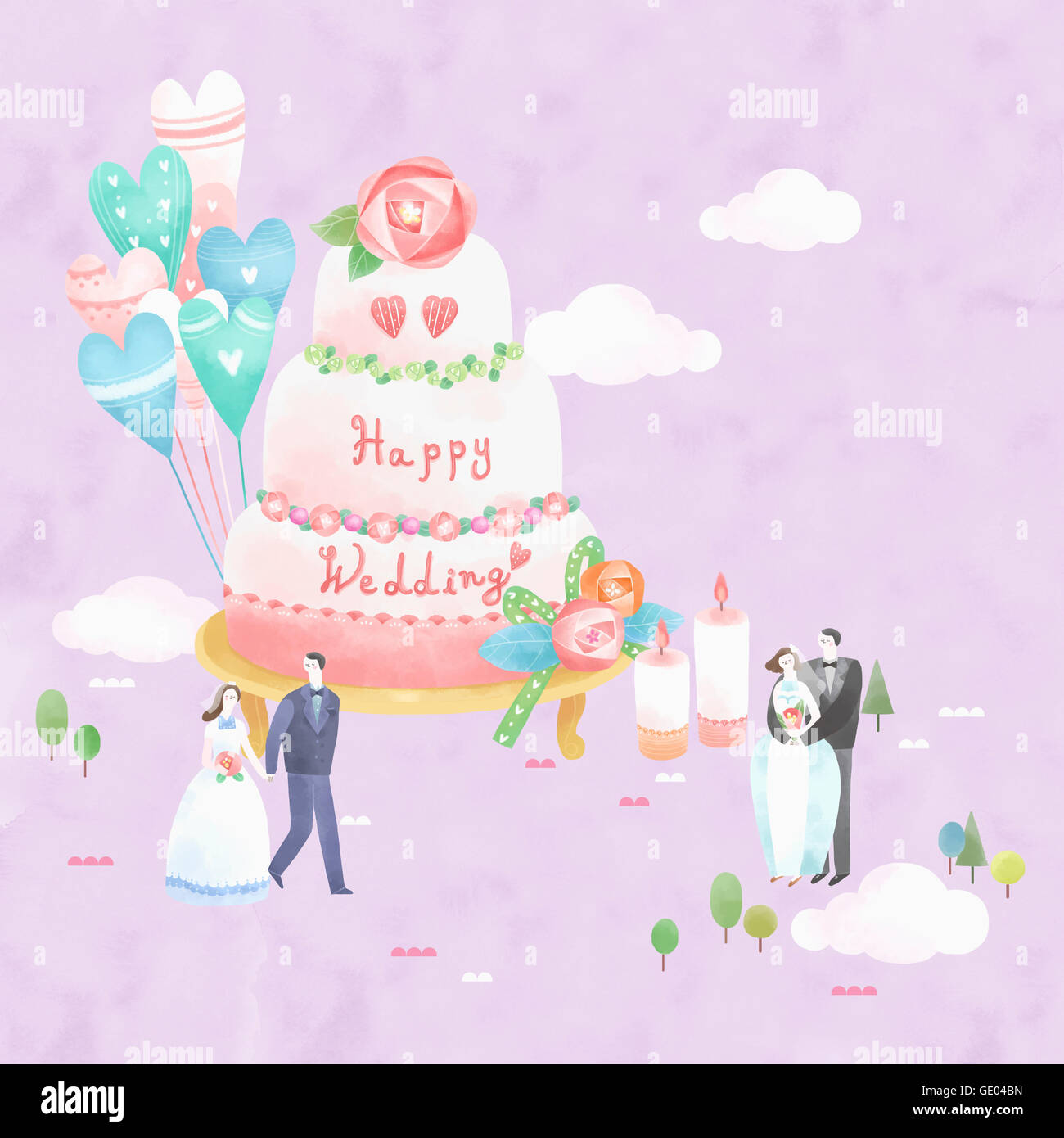 Illustration representing happy wedding Stock Photo - Alamy