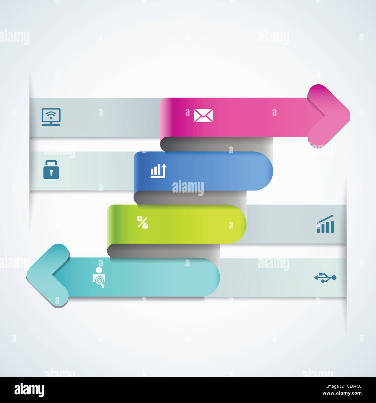 Infographic diagram of arrows going opposite directions Stock Photo - Alamy