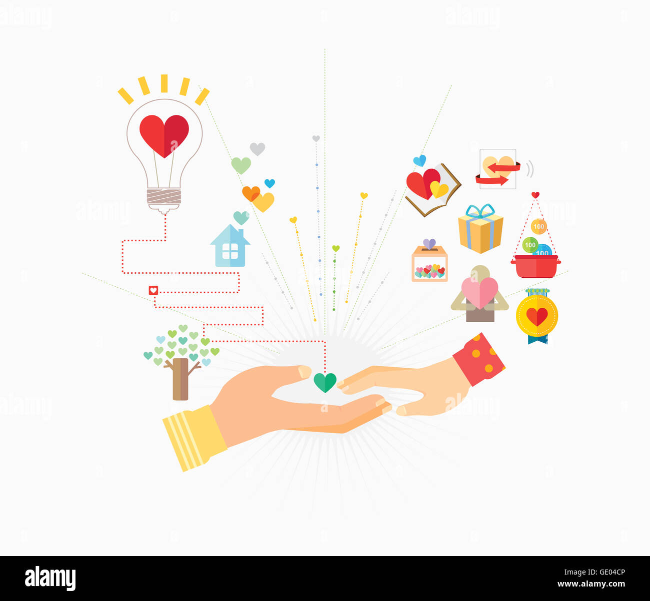 Set of icons related to helping needy neighbors Stock Photo - Alamy