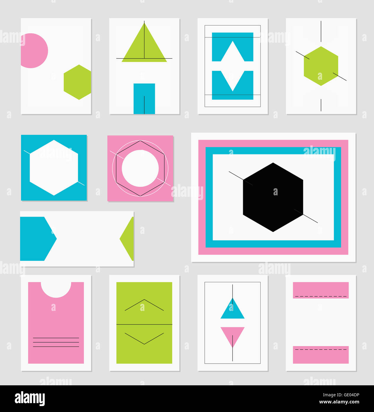 Il Illustrationof postcards and brochures with patterns of geometric ...