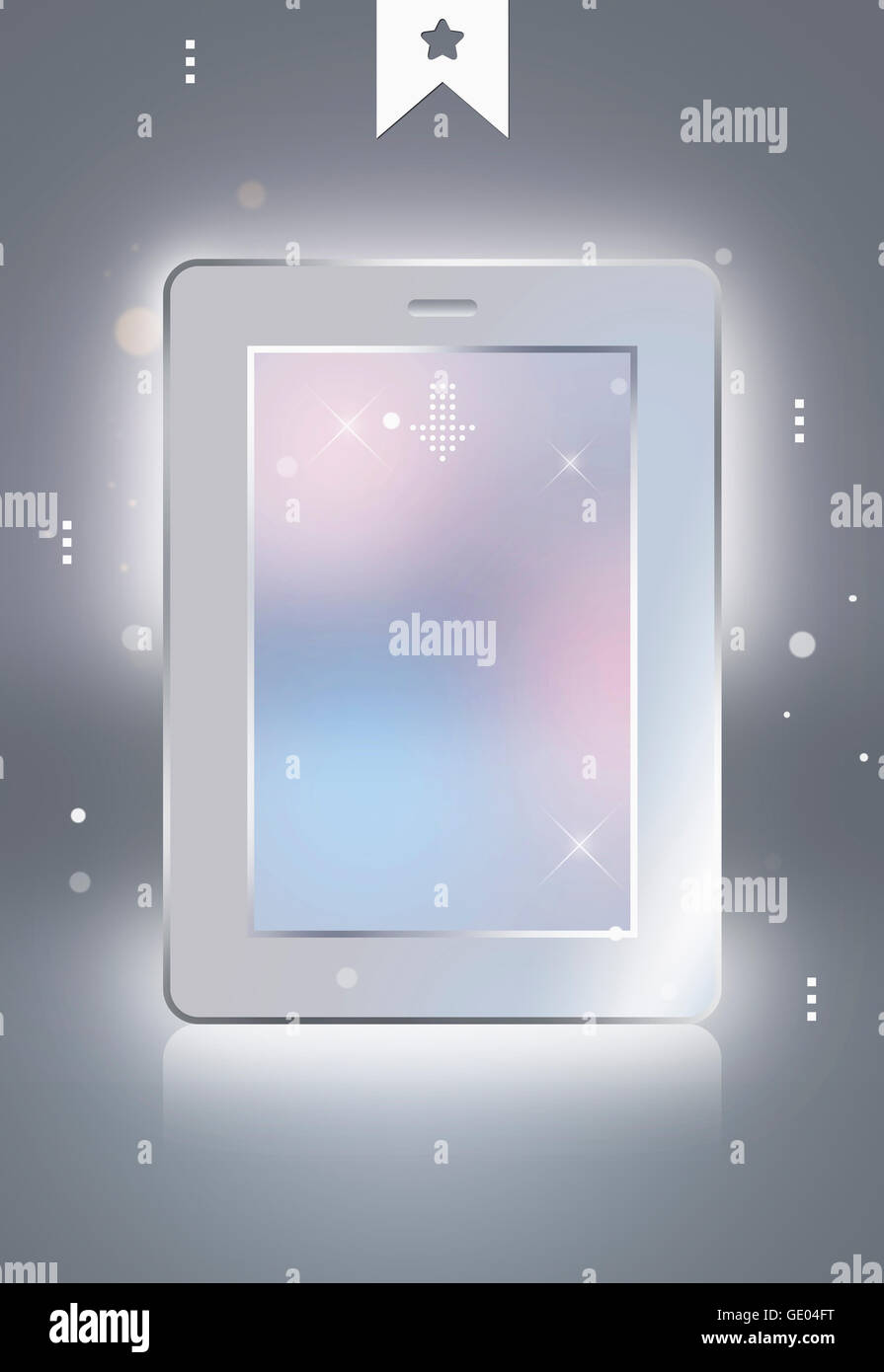 Poster with illustration of tablet Stock Photo - Alamy